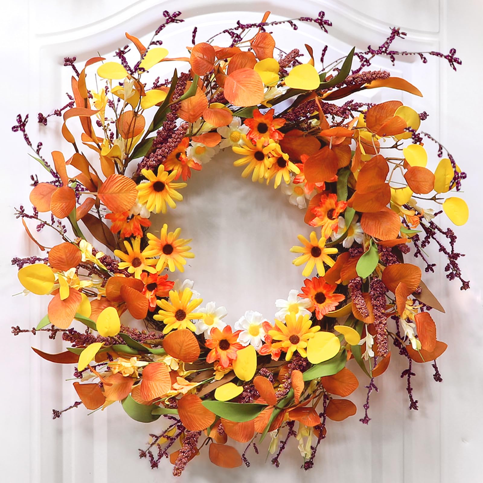 Amazon.com: [ Thick ] TURNMEON 22 Inch Fall Wreaths for Front Door Fall ...