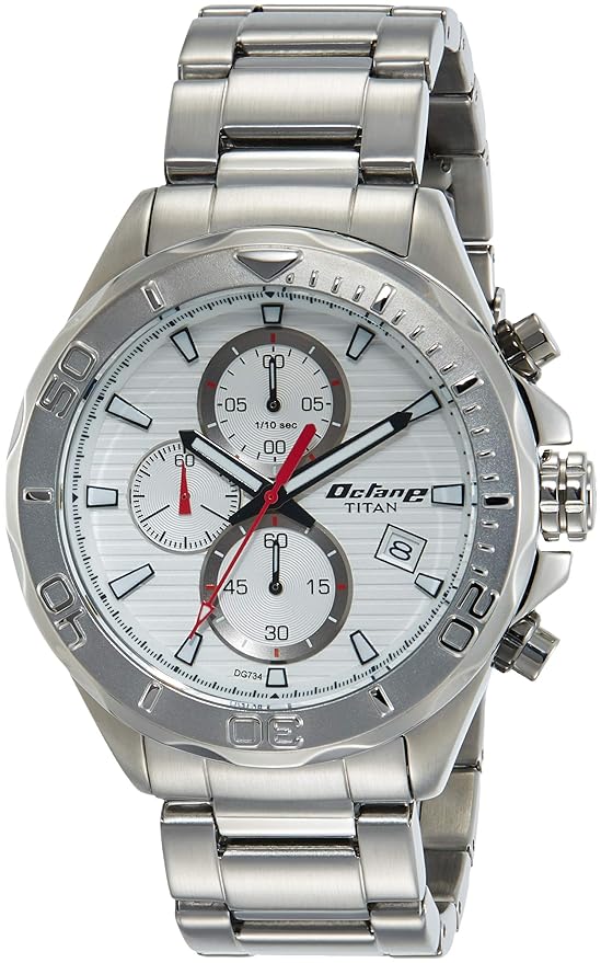 Titan Octane Chronograph Silver Dial Men Watch