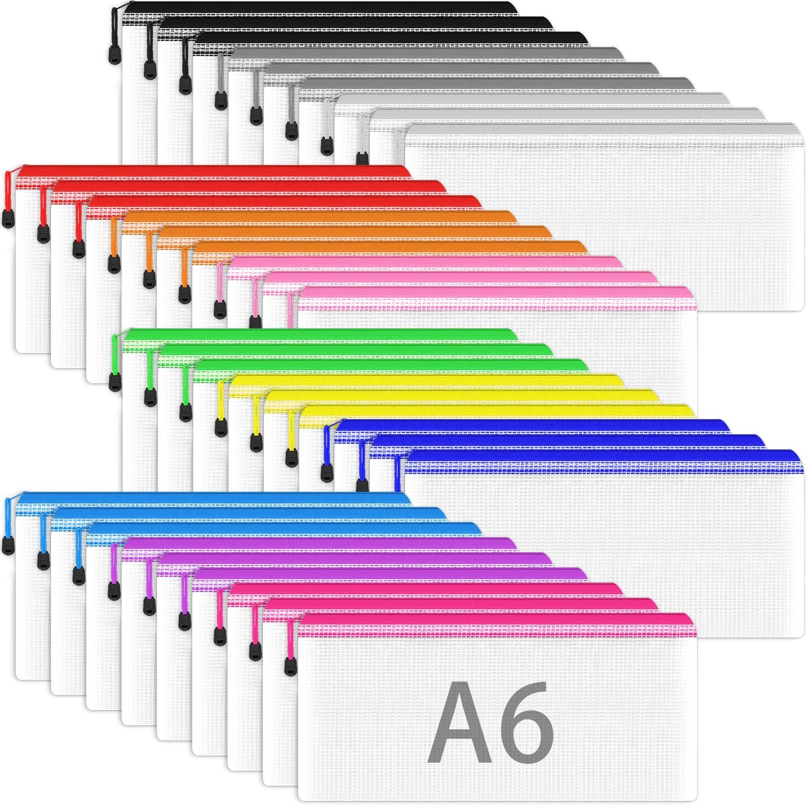 Smarpau A6 Mesh Document Bag, 36PCS Clear Pencil Case Plastic Wallets ...