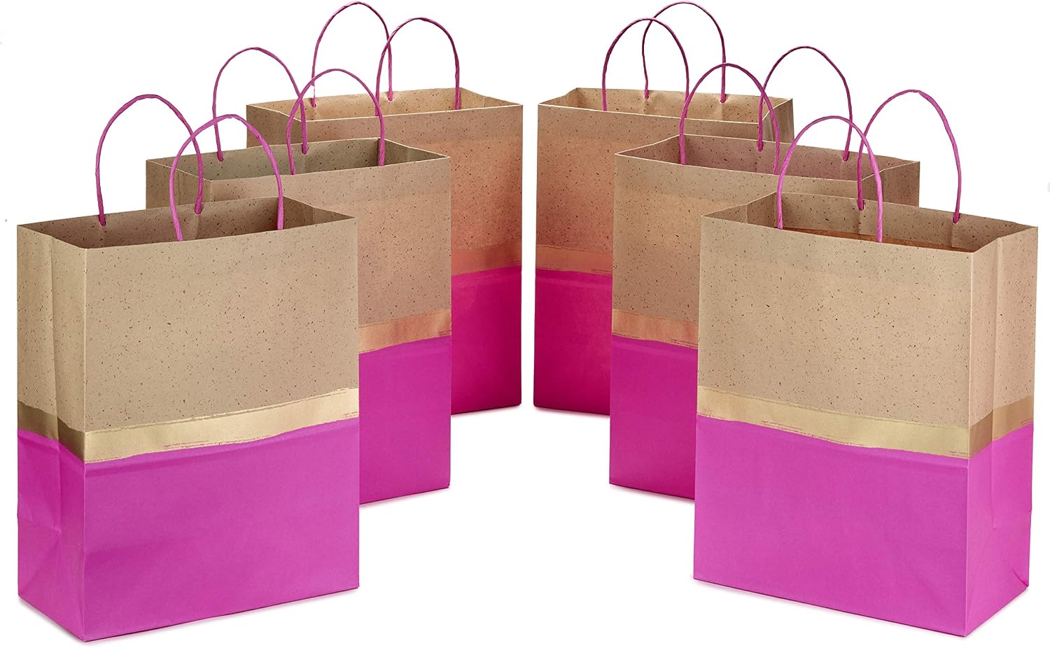 Amazon.com: Hallmark 13" Large Paper Gift Bags, 6-Pack (Pink & Kraft ...