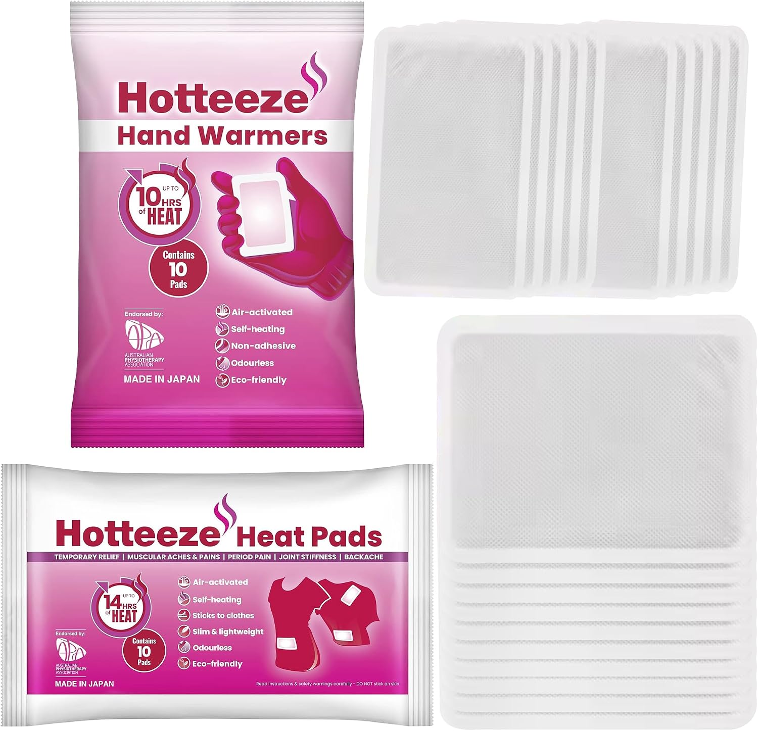Hotteeze Heat Pads & Hand Warmers Bundle, Pain Relief for Sore Muscles ...