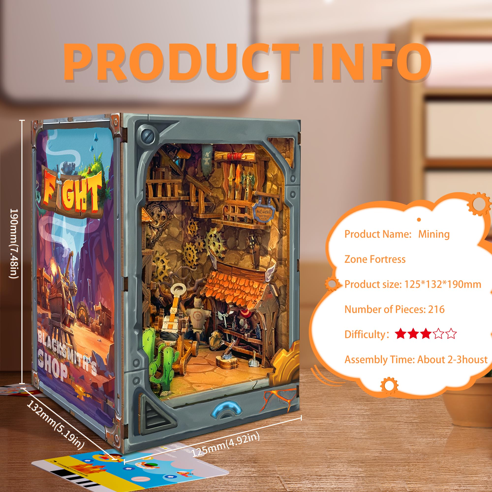 Strucwood Craft Kit STRUCWOOD Mining Zone Fortress Book Nook Kit - DIY ...