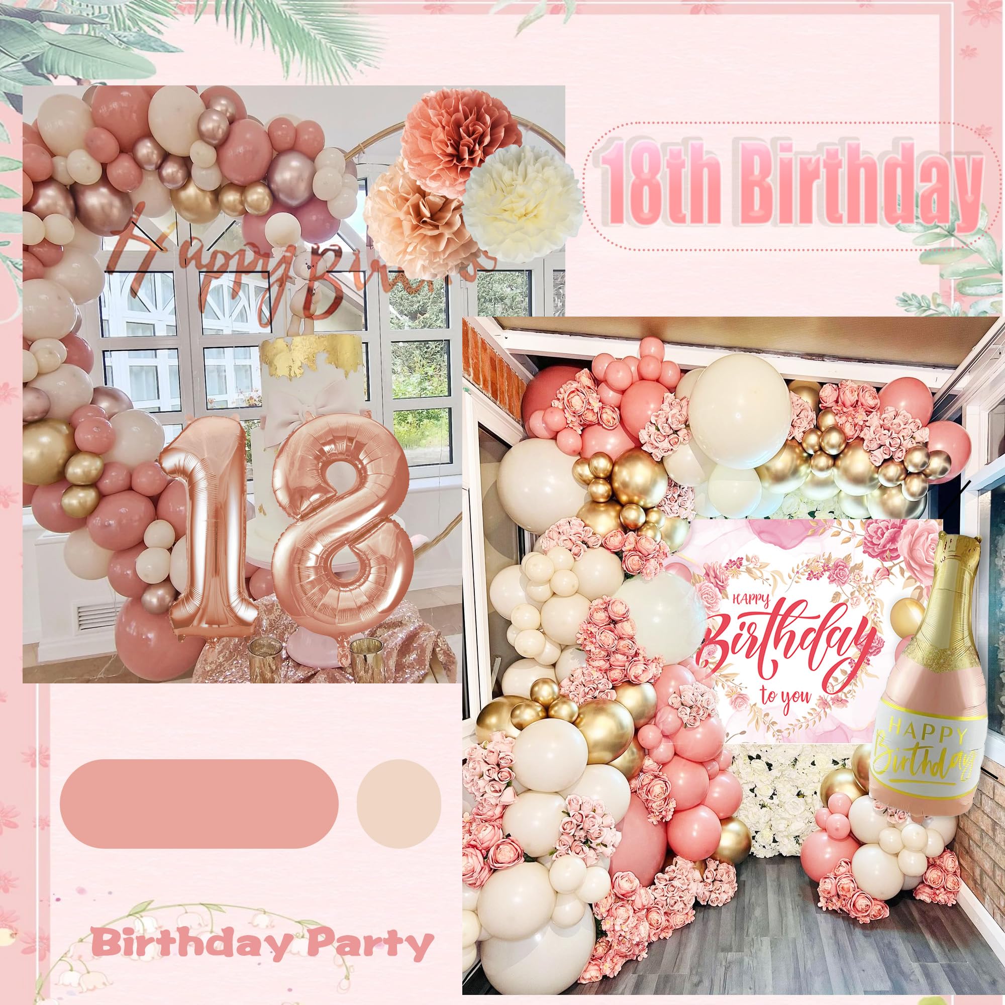 Snapklik.com : 18th Birthday Decorations For Girls, Happy 18th Birthday ...