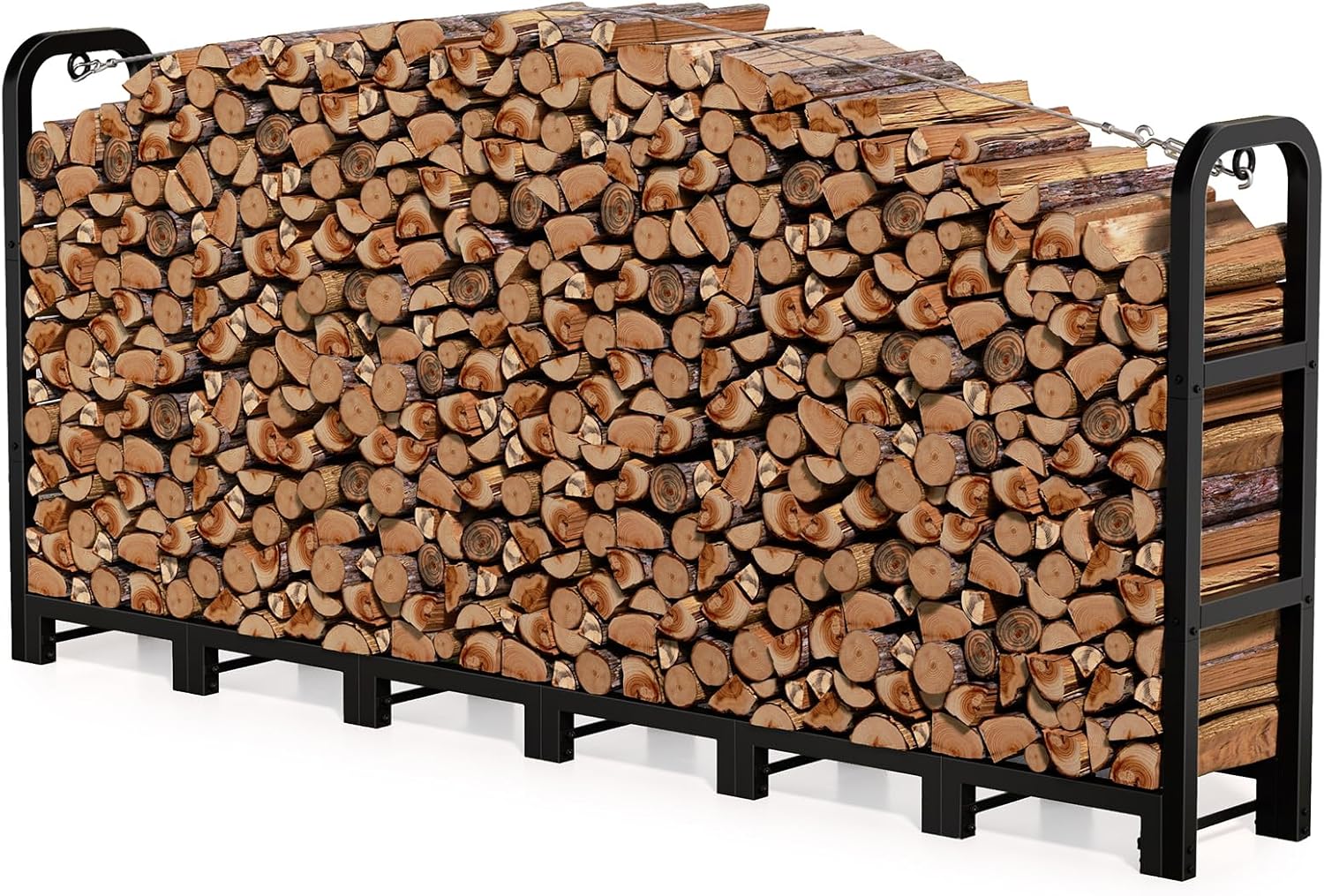 Amazon.com : iBune 8FT Firewood Rack Outdoor, Metal Wood Rack Heavy ...