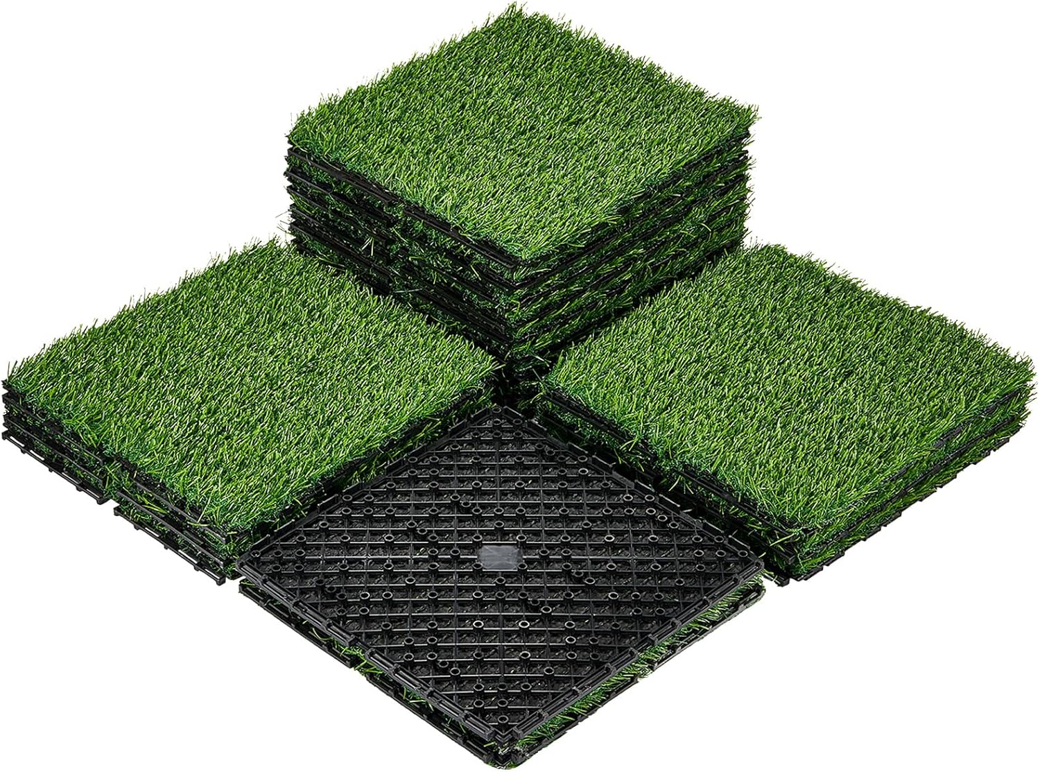 Amazon.com: PANDAHOME 12 PCS Artificial Grass Interlocking Deck Tiles ...