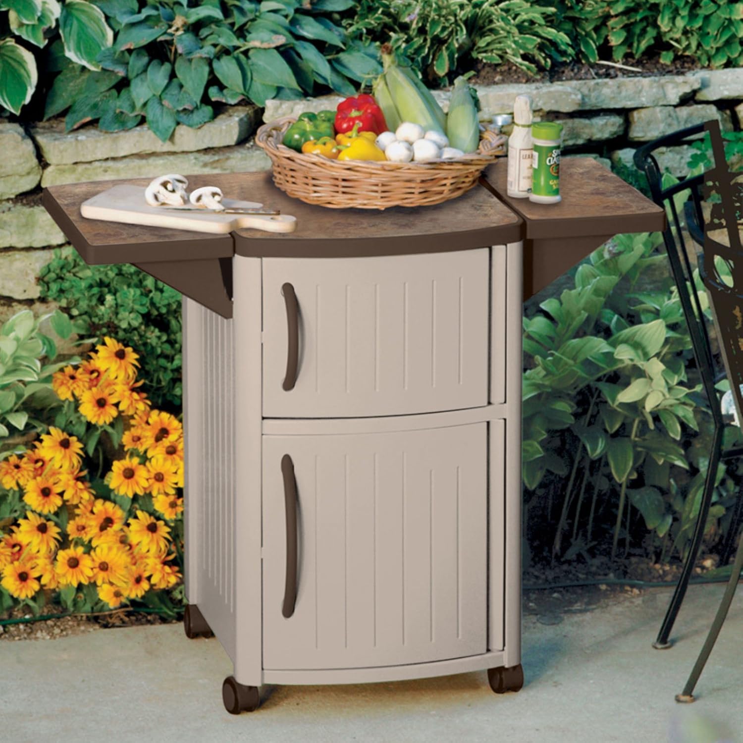 Amazon.com : Outdoor Prep Table Station BBQ Patio Storage Cabinet ...