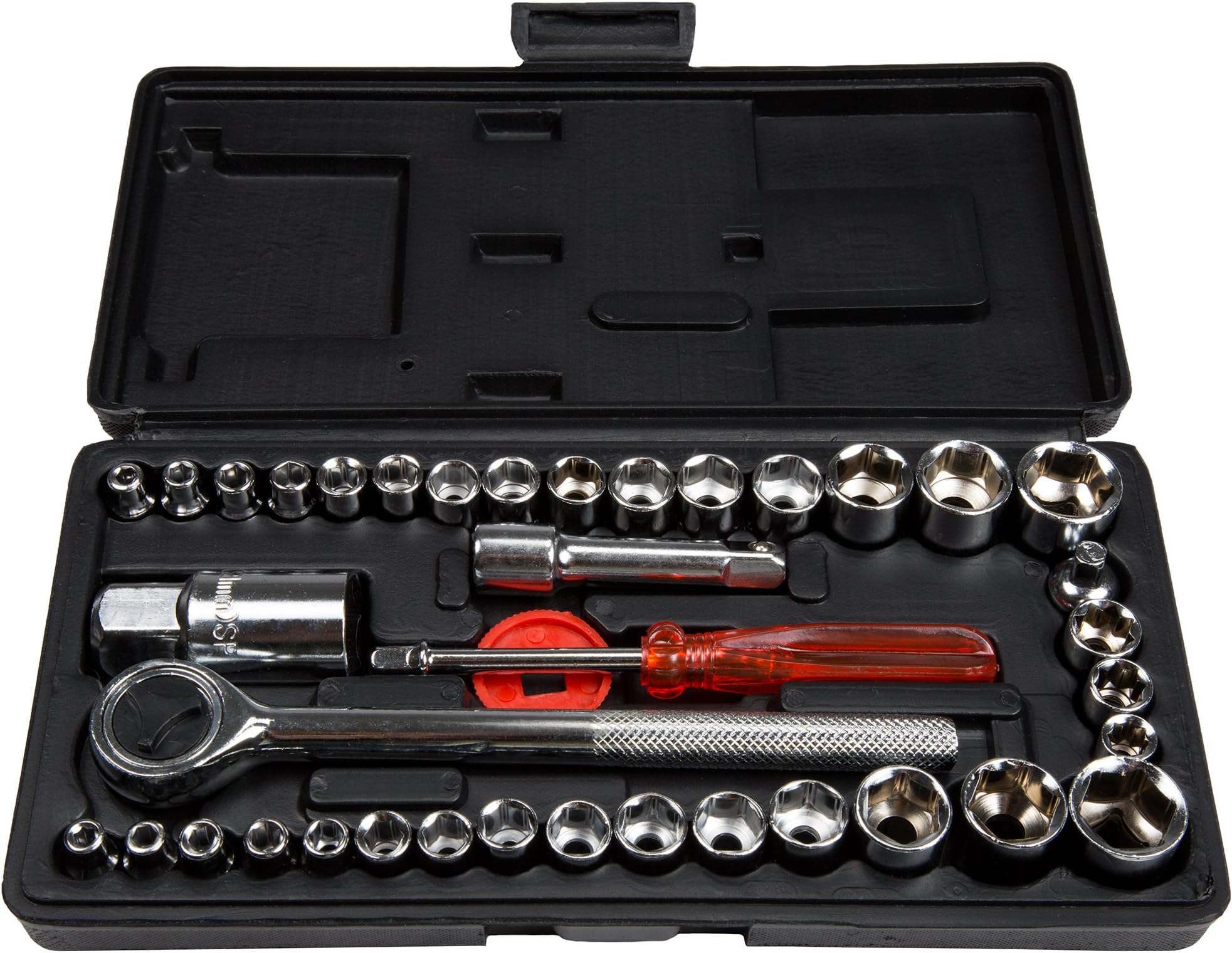 40 Piece Ratcheting Socket Wrench Set - Metric and Standard 6-Point Hex ...