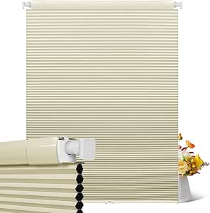 Amazon.com: BERISSA No Drill Blinds for Windows Blackout Cellular Shades Cordless,Easy to ...