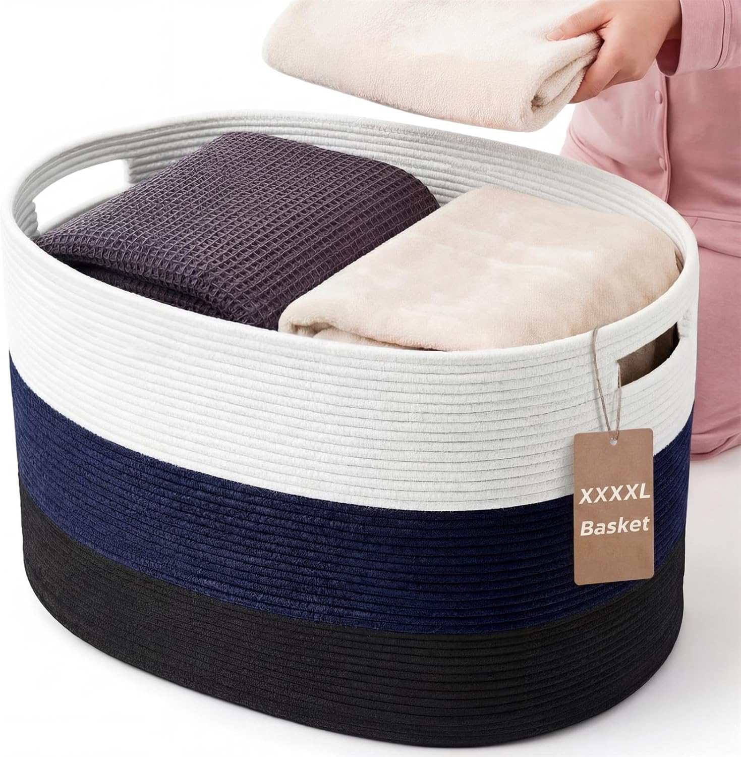 Amazon.com: Singhoow 125l Jumbo Blanket Basket for Living Room, 25"x18 ...