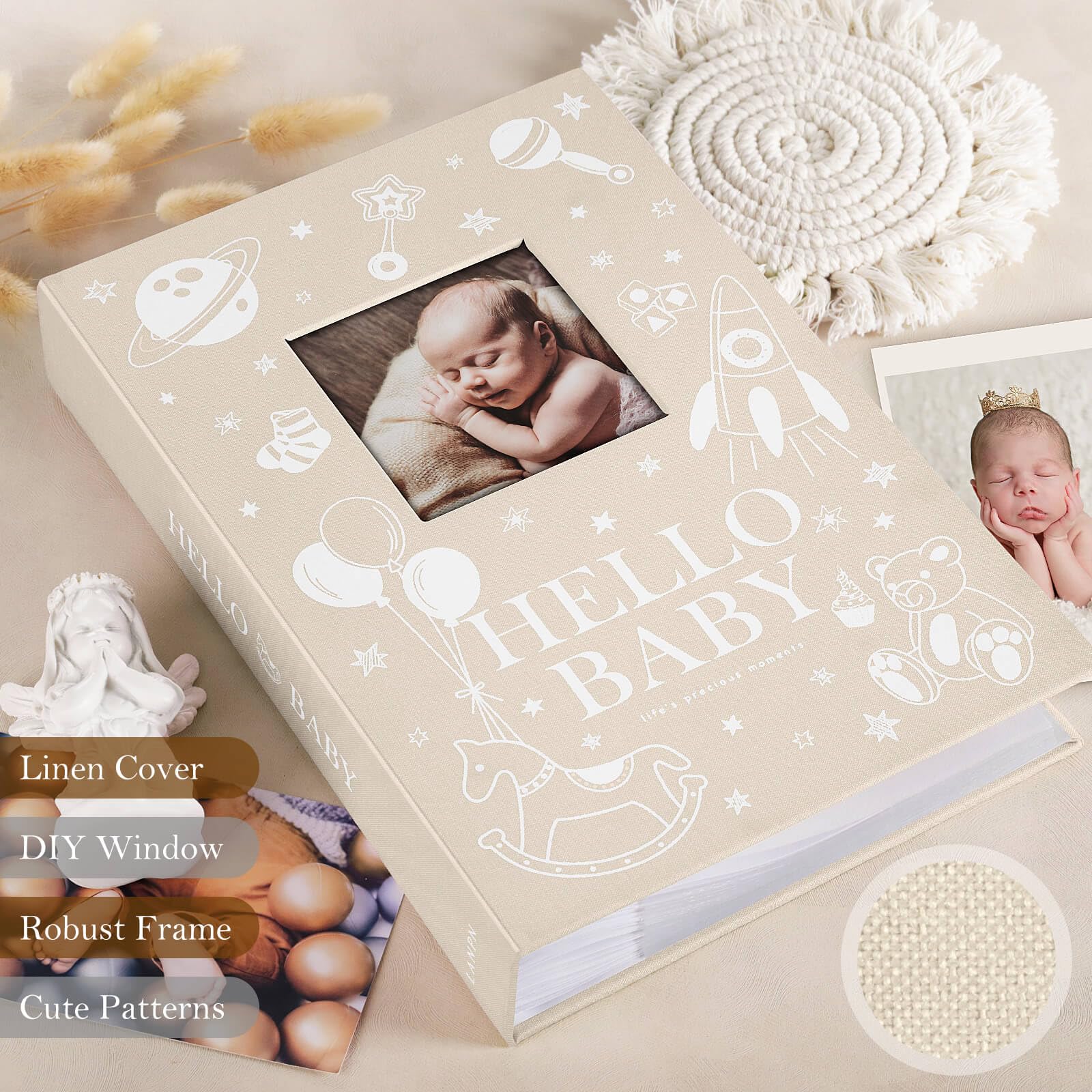 Snapklik.com : Lanpn Baby Photo Album 4x6 300 Pockets, Linen Newborn ...