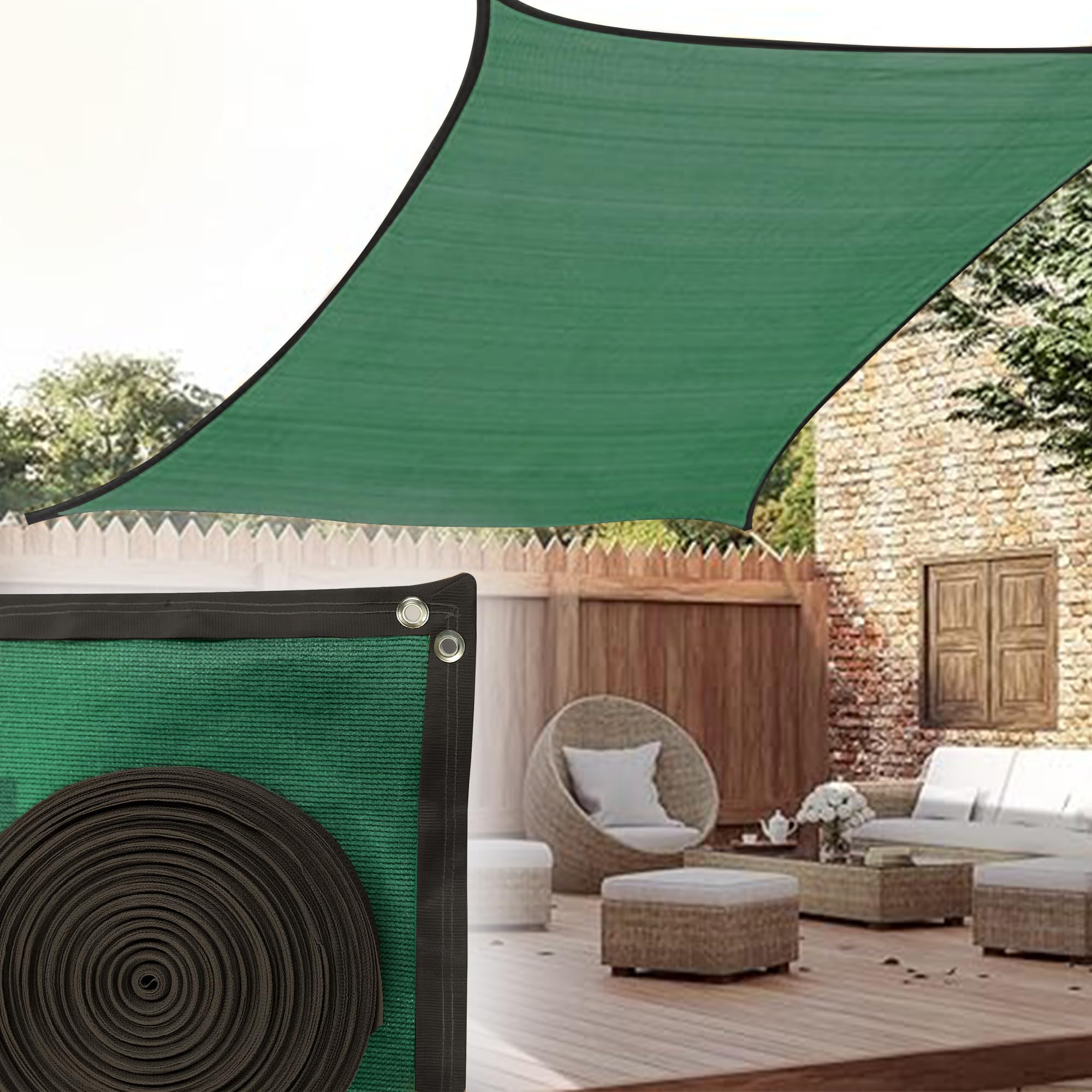 MPQ Mallas Sombra Toldo Raschel 90 3x2m Verde - Cinta Refuerzo y Ojillo ...