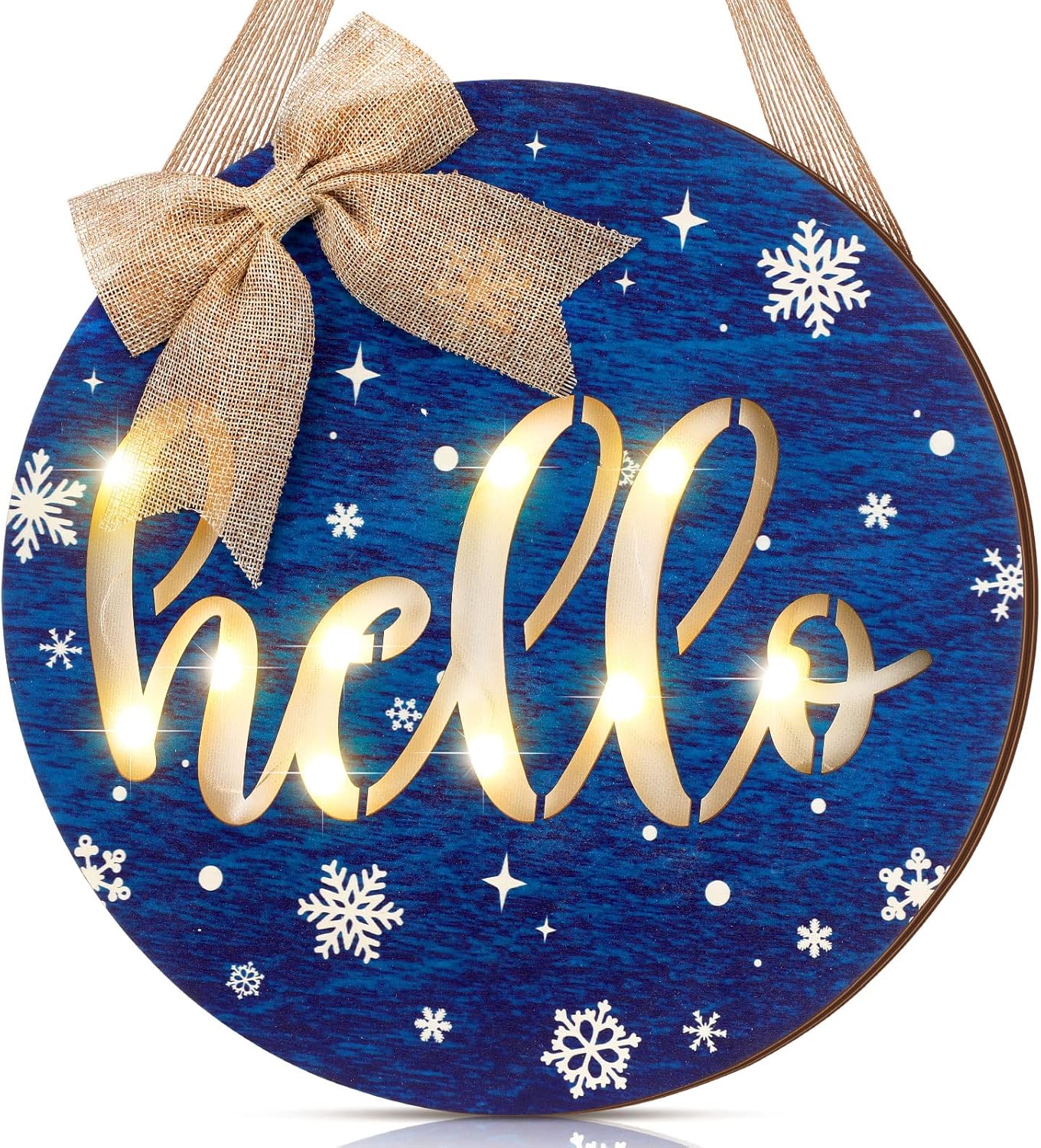 Amazon.com: Gerrii Lighted Hello Winter Sign for Front Door Decor ...