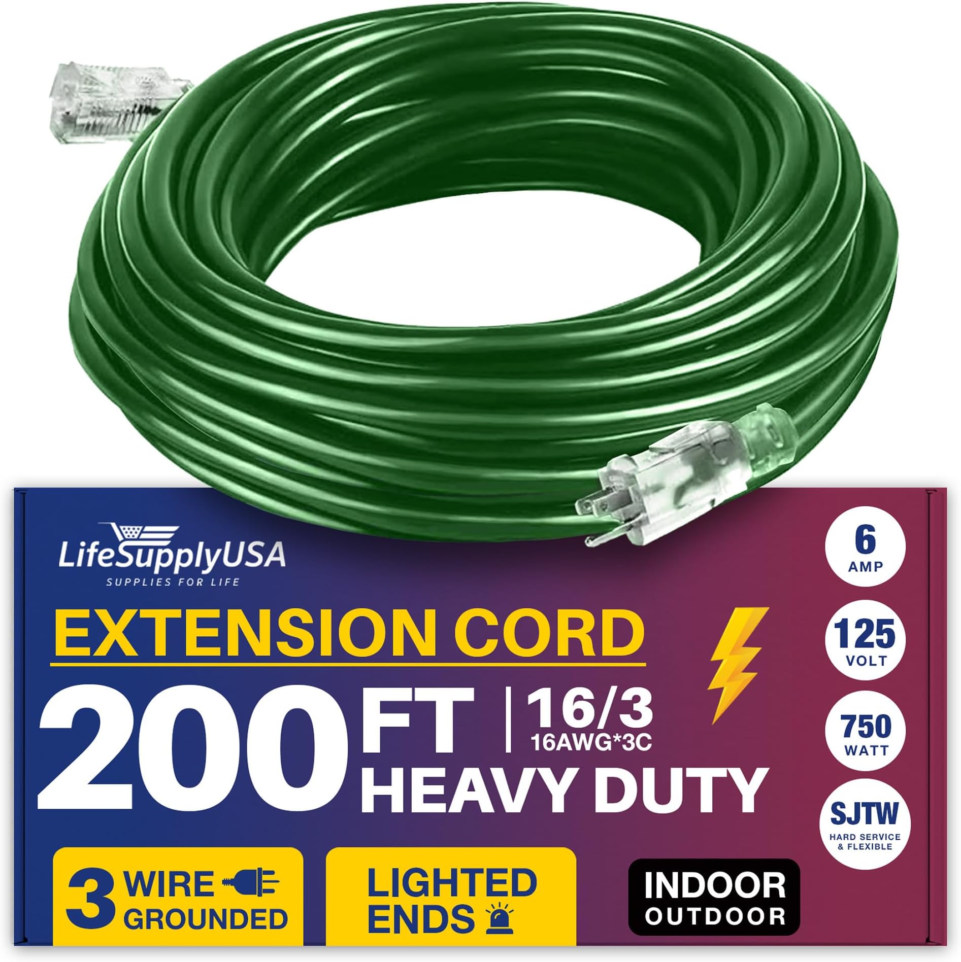Amazon.com: HUANCHAIN 300 FT 16 Gauge Black Indoor Outdoor Extension ...