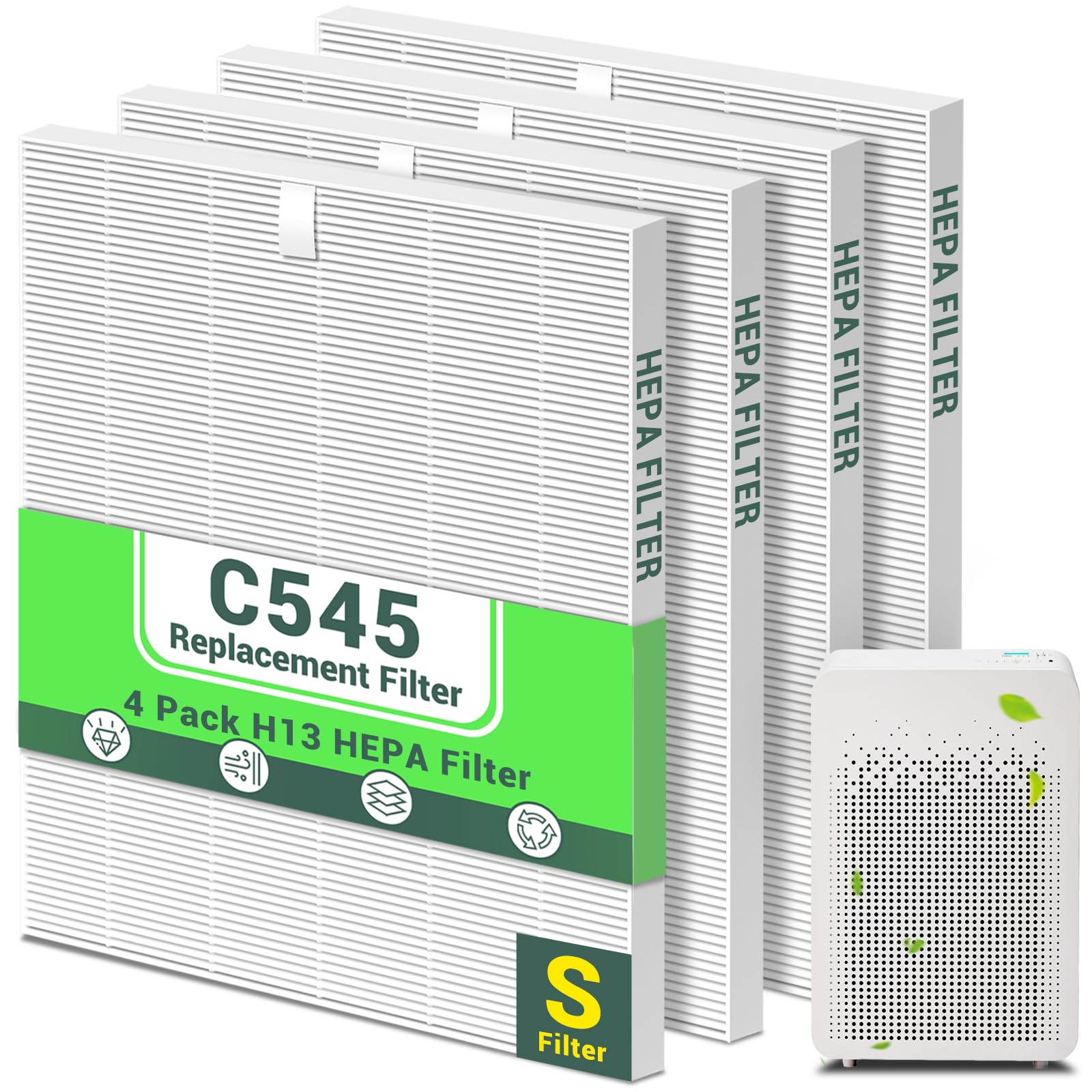 Amazon.com: 4Pack C545 Ture Hepa Replacement Filter S Compatible with ...