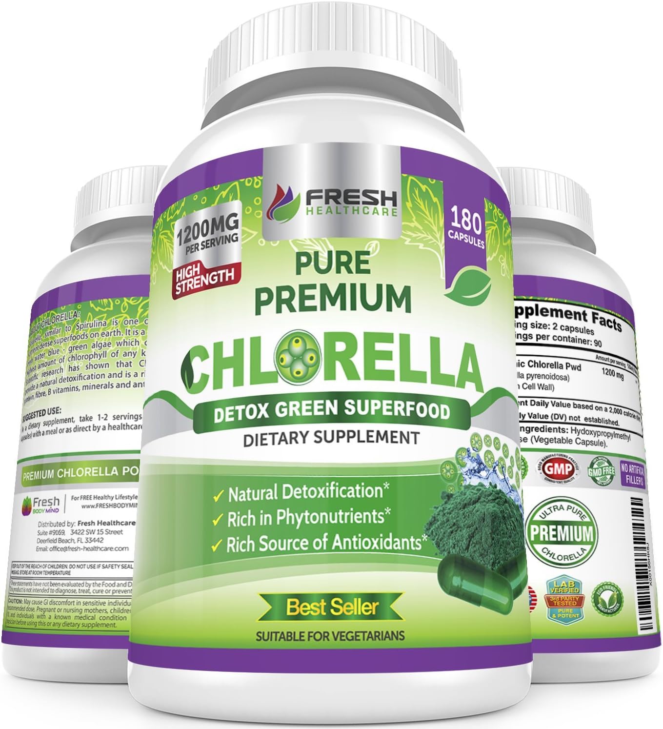 Amazon.com: FRESH HEALTHCARE Premium Chlorella Supplement, 1200mg Pure ...