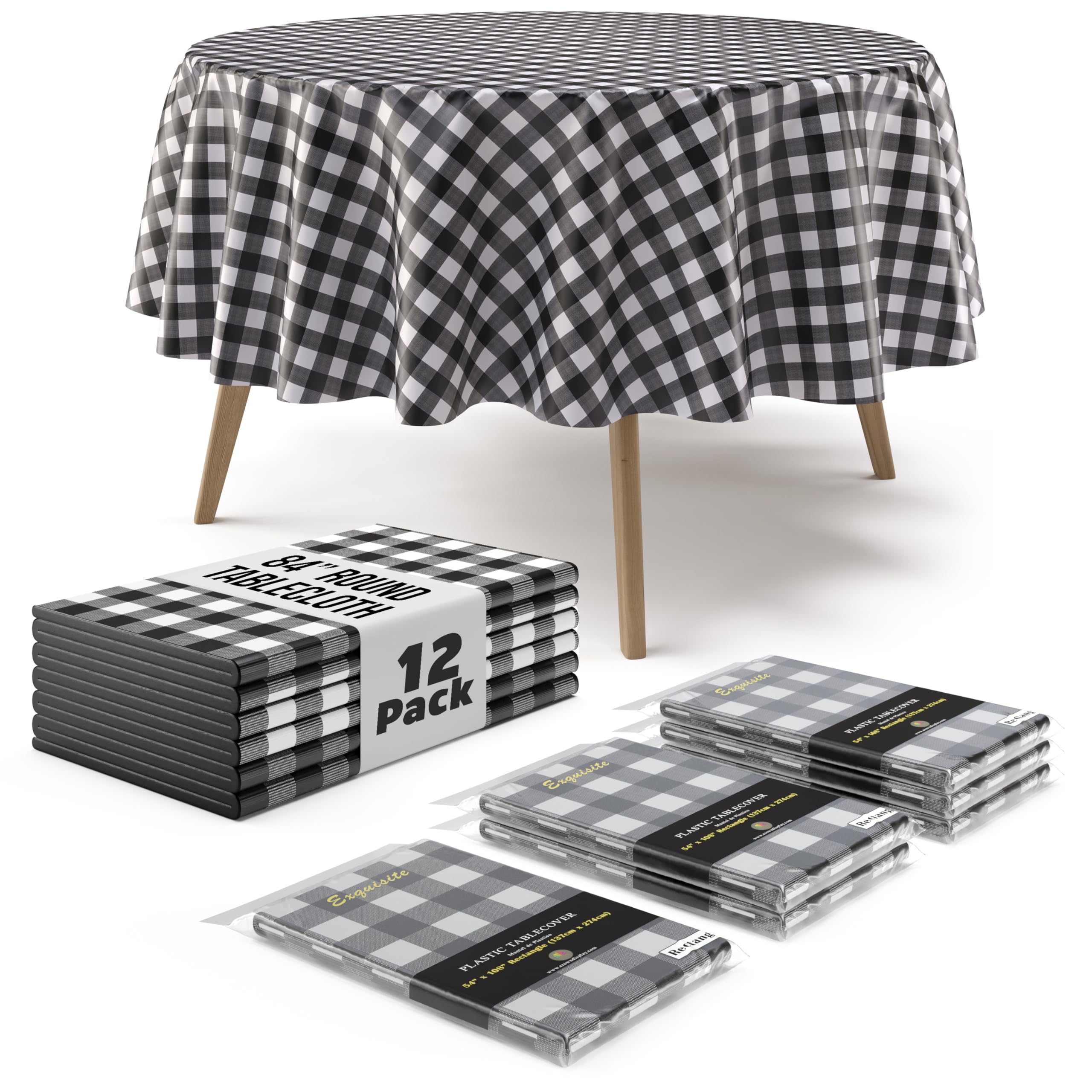 Snapklik Picnic Table Cover 12 Pack Round Premium Black White