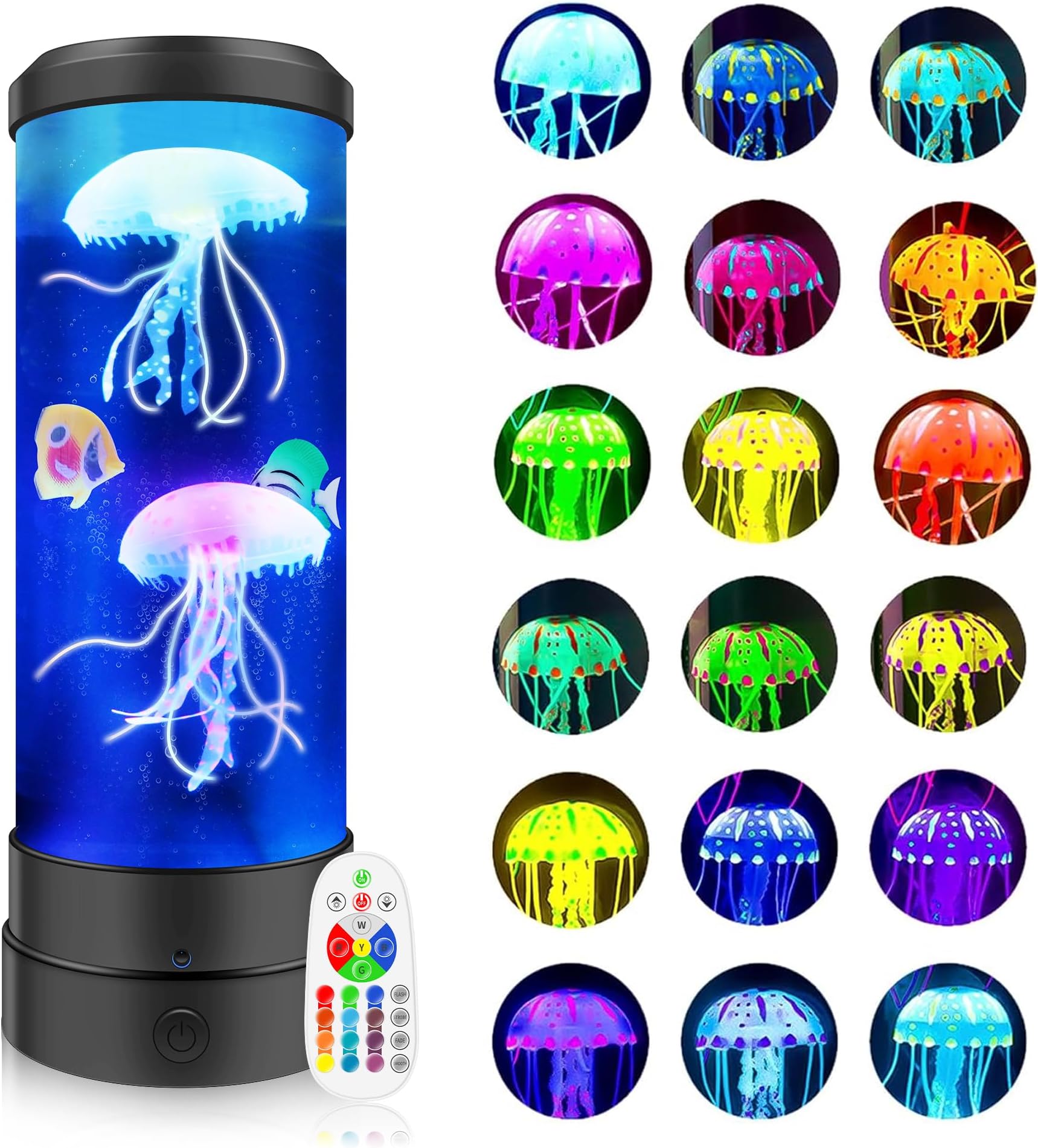 BravSco Jellyfish Lamp, 17 Colors Changing Table Lamp with Remote ...