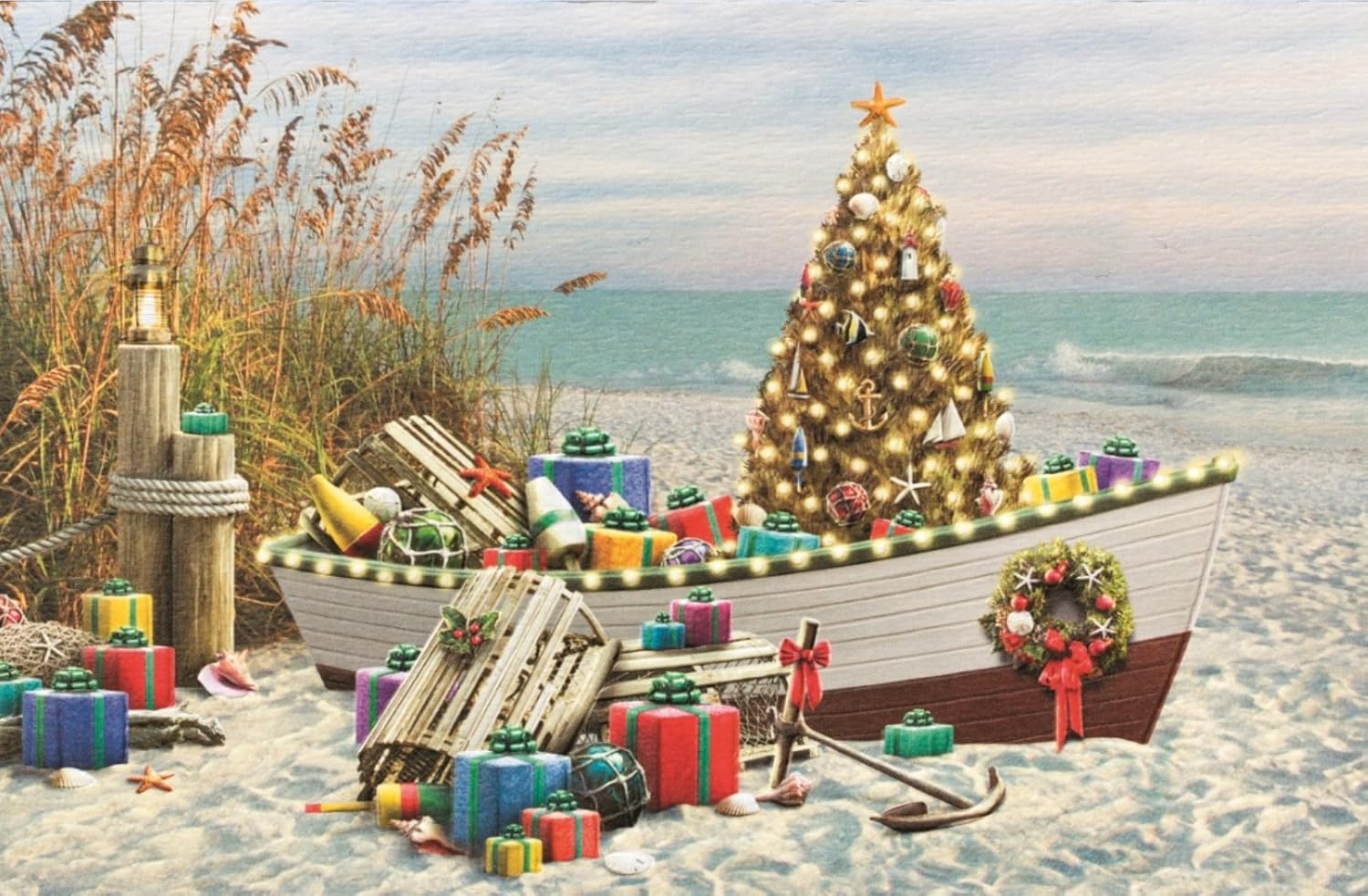 Amazon.com : Pumpernickel Nautical Noel Boat Filled with Gifts and Tree ...