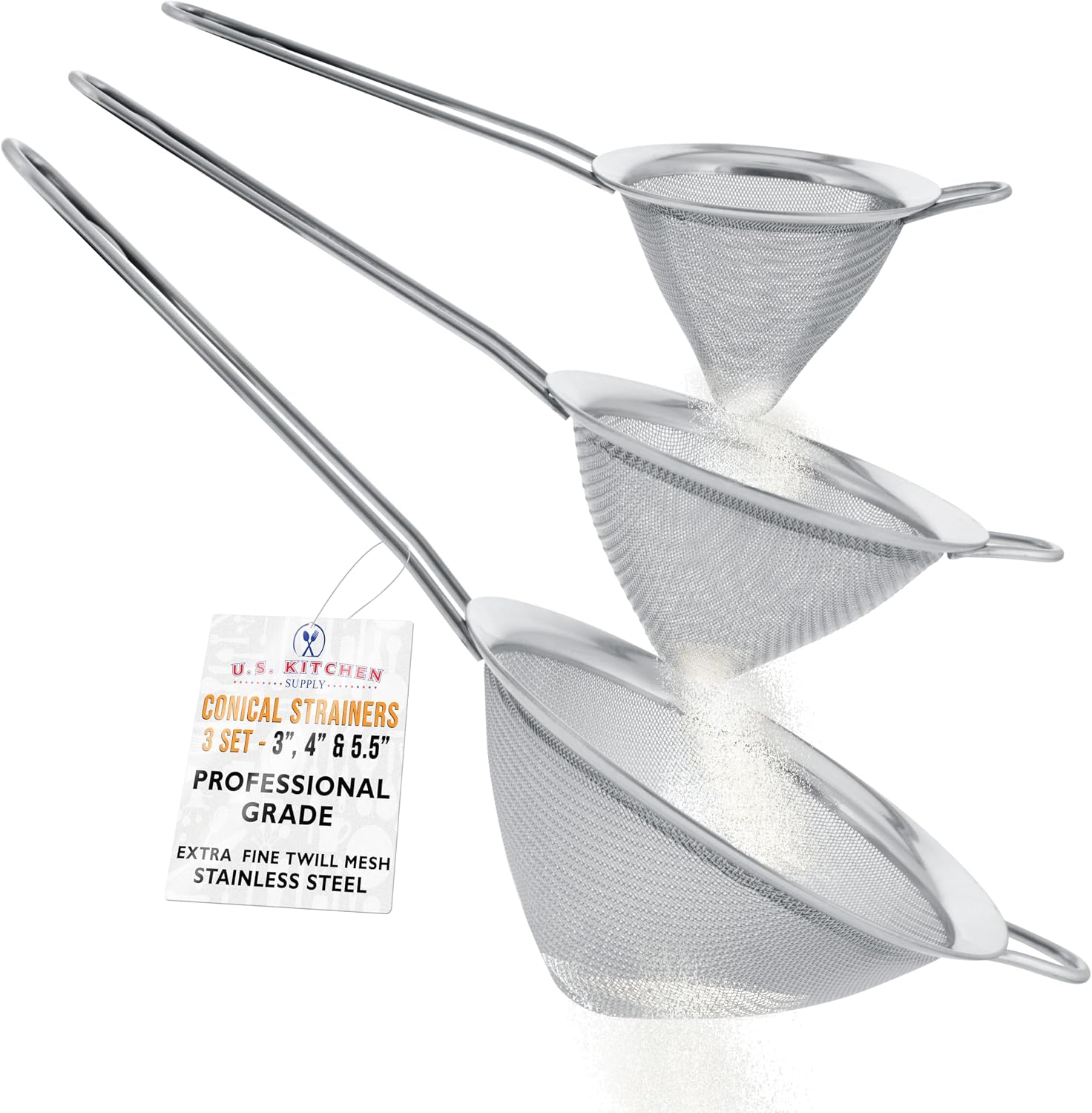 Amazon.com: U.S. Kitchen Supply Set of 3 Stainless Steel Conical ...