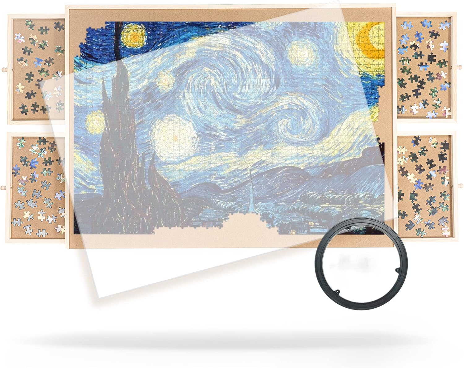 Amazon.com: RONMALL 1000 Piece Rotating Puzzle Board with Drawers and ...