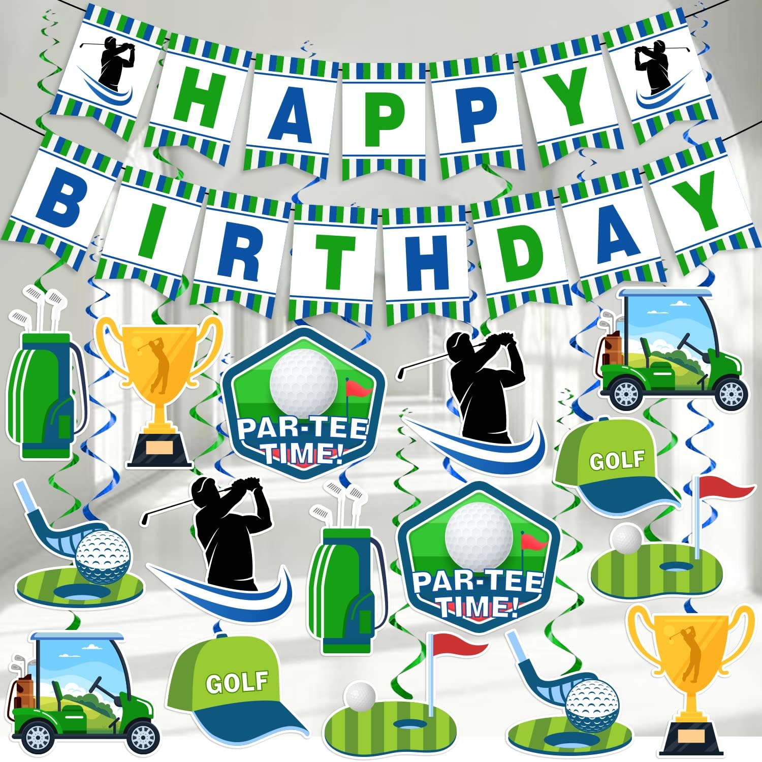 Amazon.com: Golf Happy Birthday Party Decorations for Boy Adult Blue ...