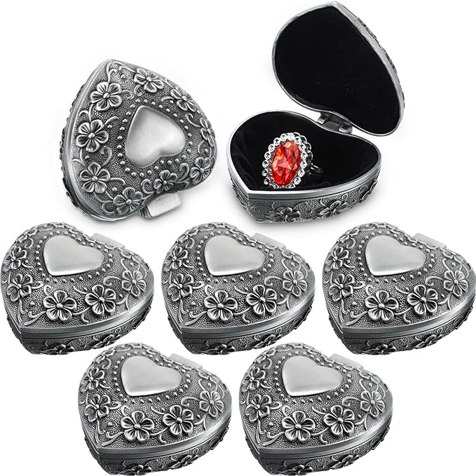 Amazon.com: Ferreve 6 Pcs Vintage Heart Shape Jewelry Gift Box for ...