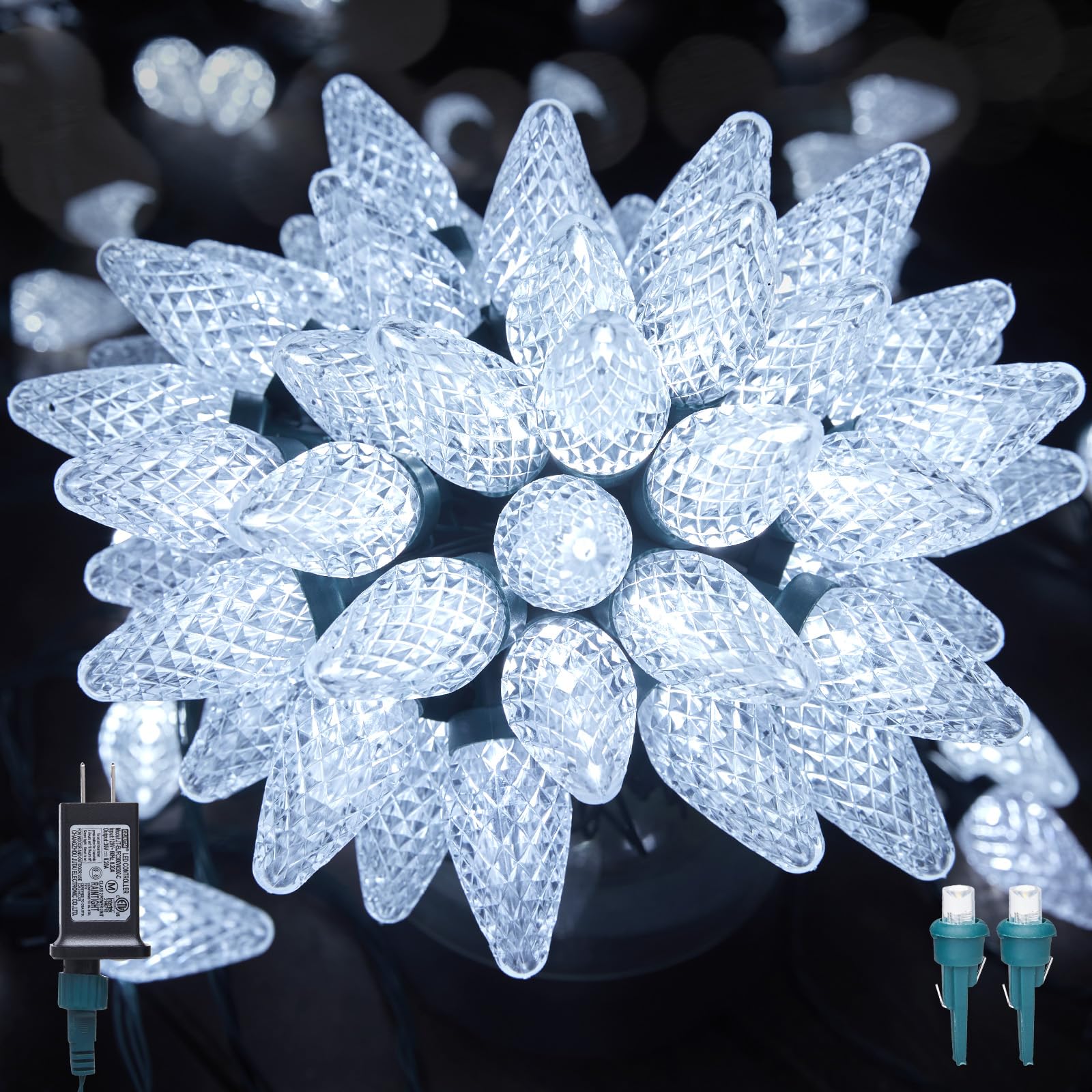 C9 LED Christmas Lights Outdoor, 81 Feet 100 LED String Lights with ...