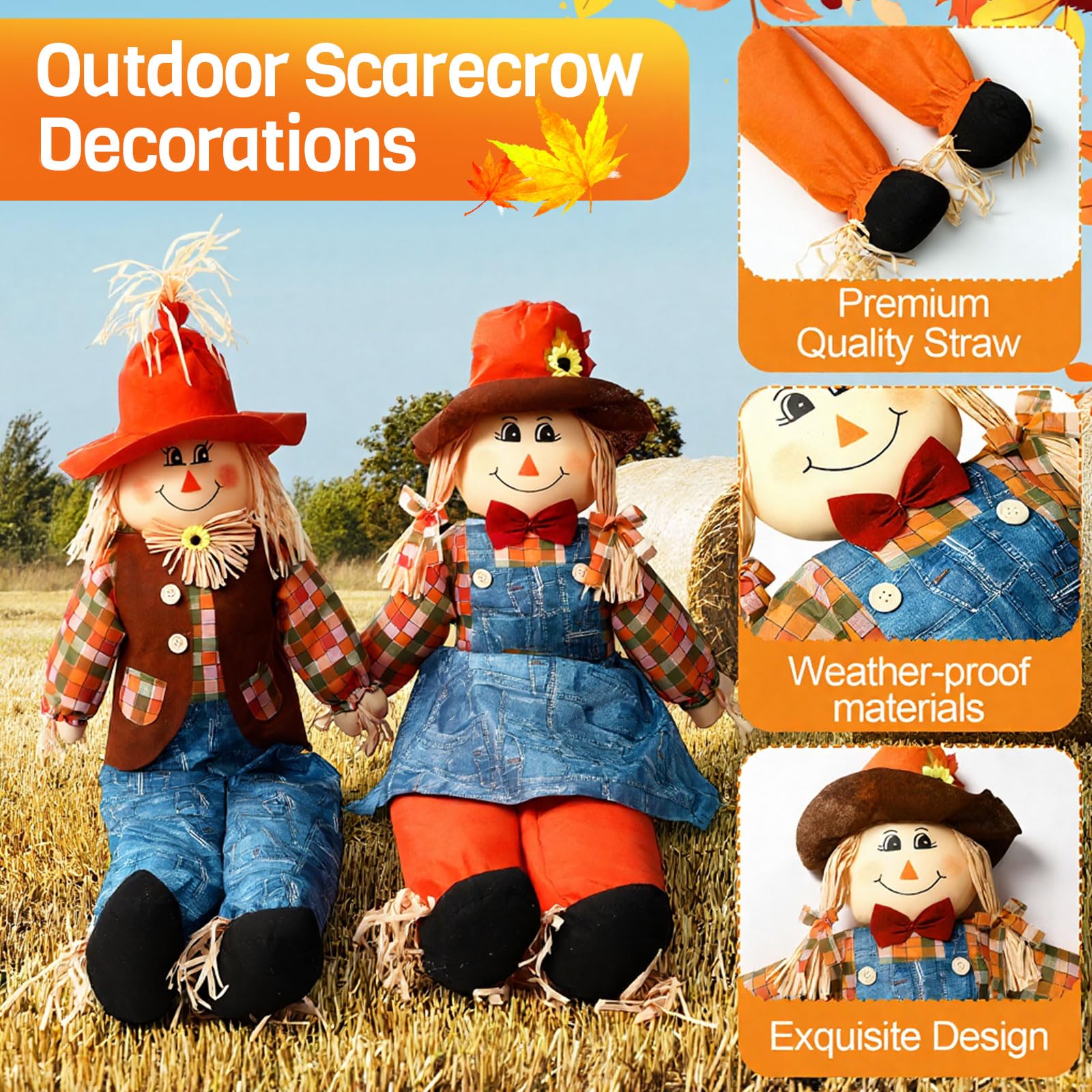 Snapklik.com : Marsui 2 Pcs 59" Large Outdoor Scarecrow Fall Harvest ...