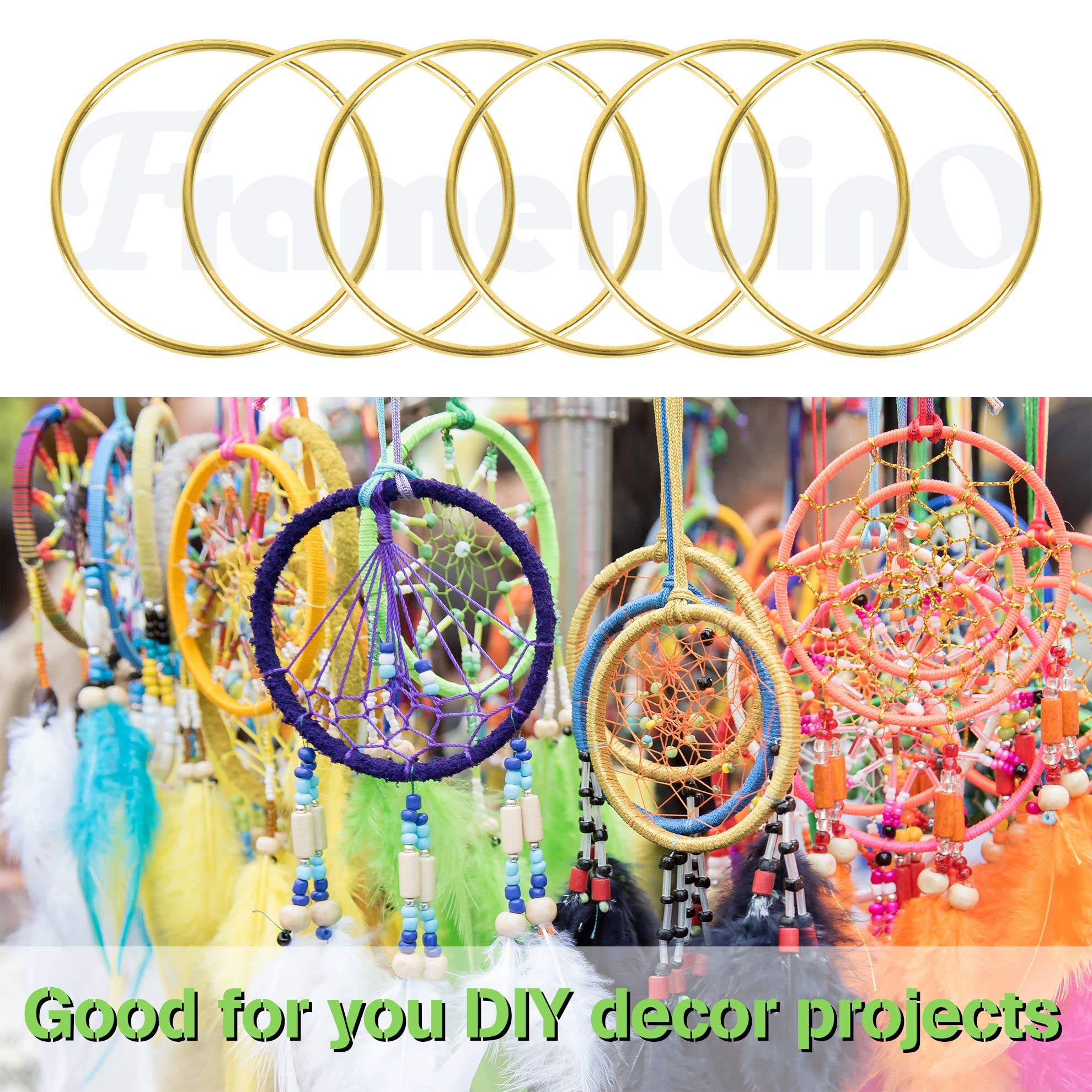 Snapklik.com : 10 Pack 3 Inch Metal Rings Gold Floral Macrame Hoops For ...