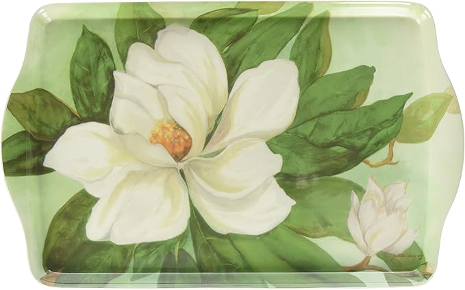 Amazon.com | 15" Southern Magnolia Handled Melamine Serving Tray ...