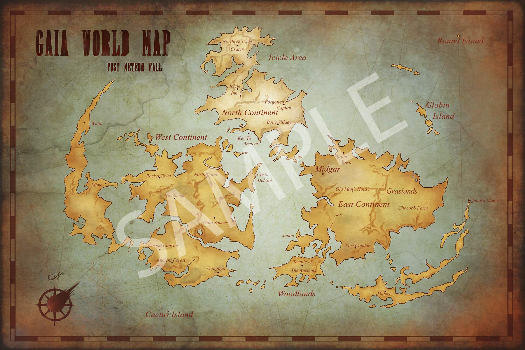 Best Print Store - Final Fantasy 7 Gaia World Map Poster (24x36 inches ...
