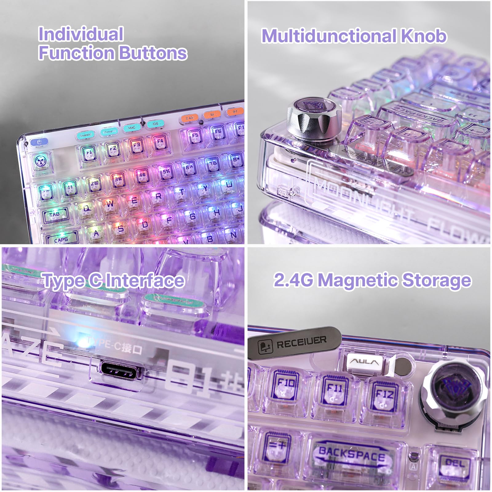 Snapklik.com : MechLands Aula F81 75% Transparent Gaming Keyboard, BT5 ...