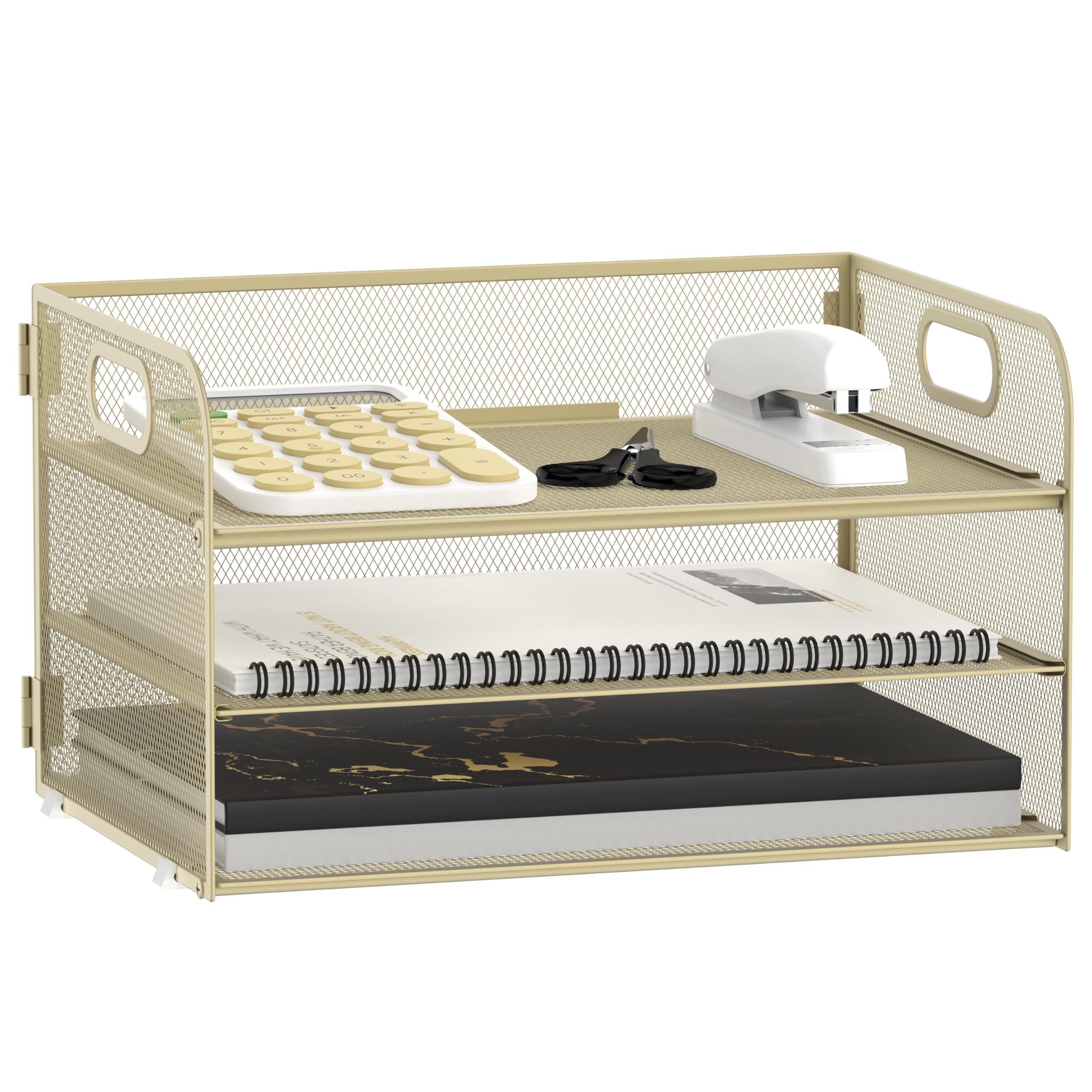 Amazon.com : SUPEASY 3 Tier Paper Organizer with Handle, Mesh Desk ...
