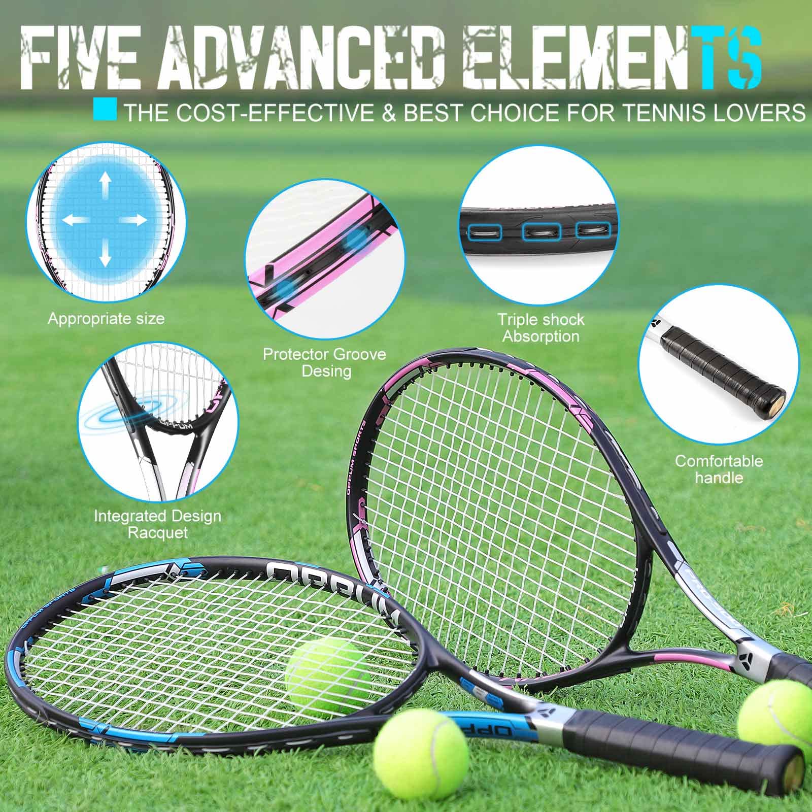OPPUM 27 inch Pro Tennis Racket for Adults Student Women and Men ...