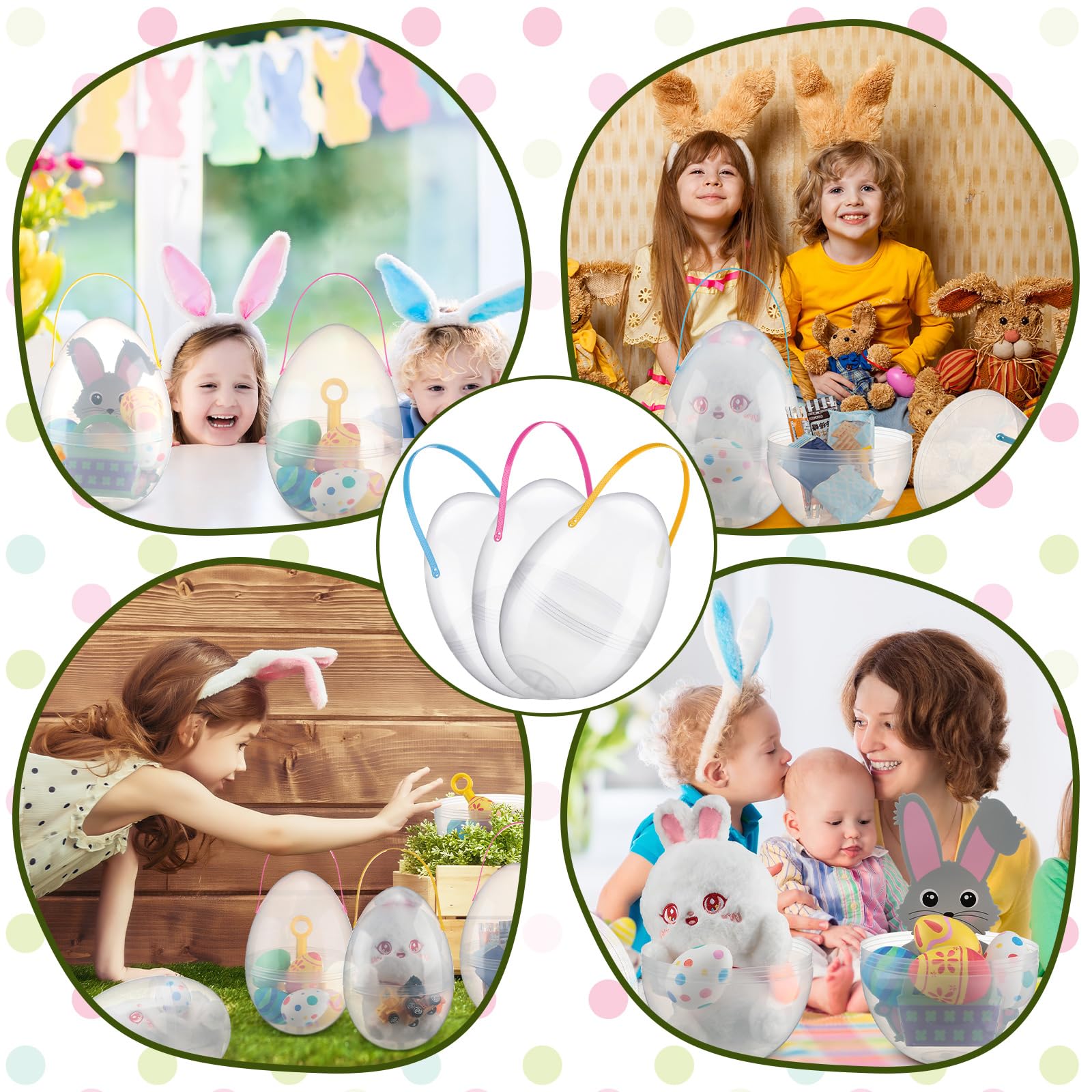 12 Pcs Giant Easter Eggs 10 Inch Fillable Eggs Jumbo Eggs with Handles ...