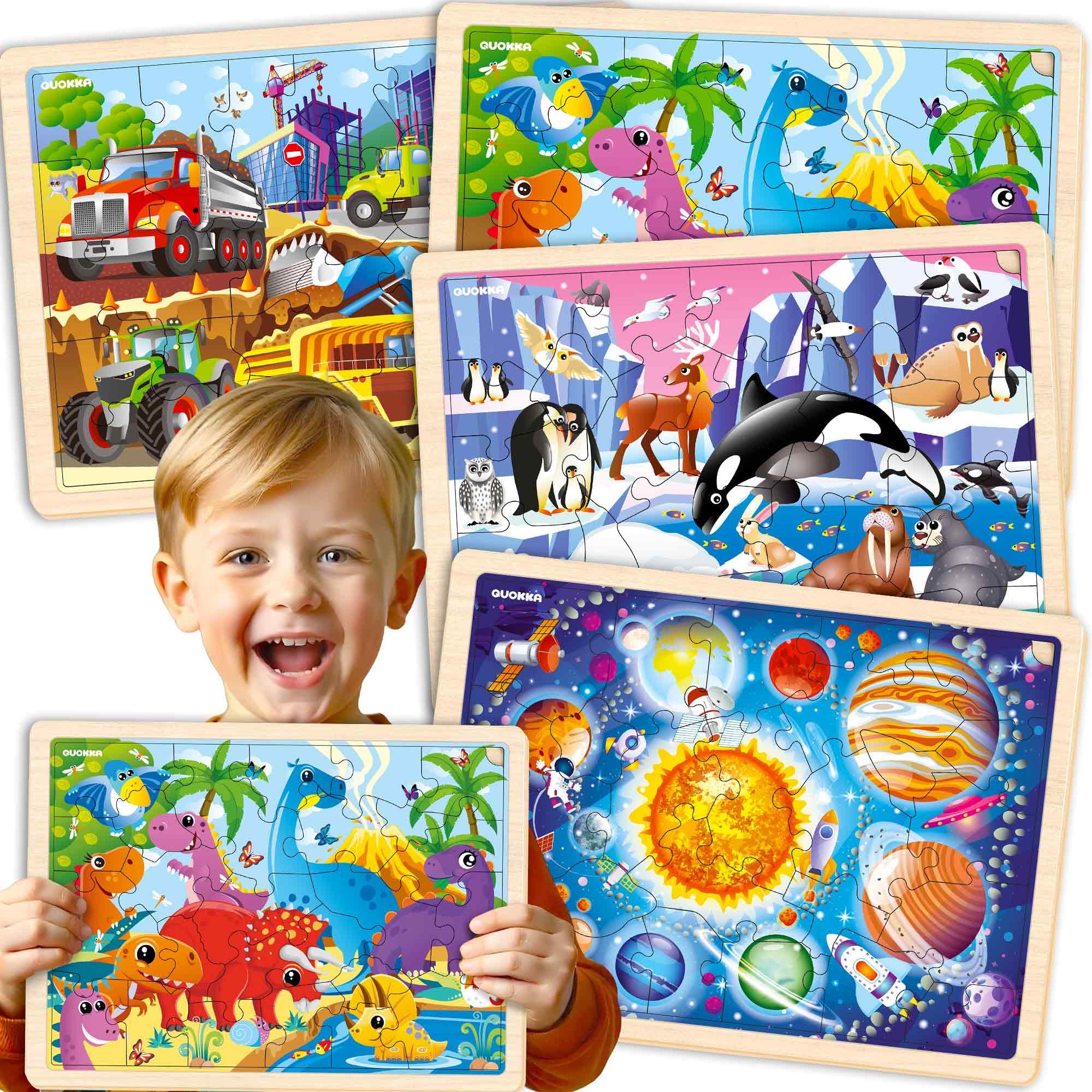 Snapklik.com : 4SET Puzzles For Kids Ages 4-6 - 36 Pcs Wooden Realistic ...