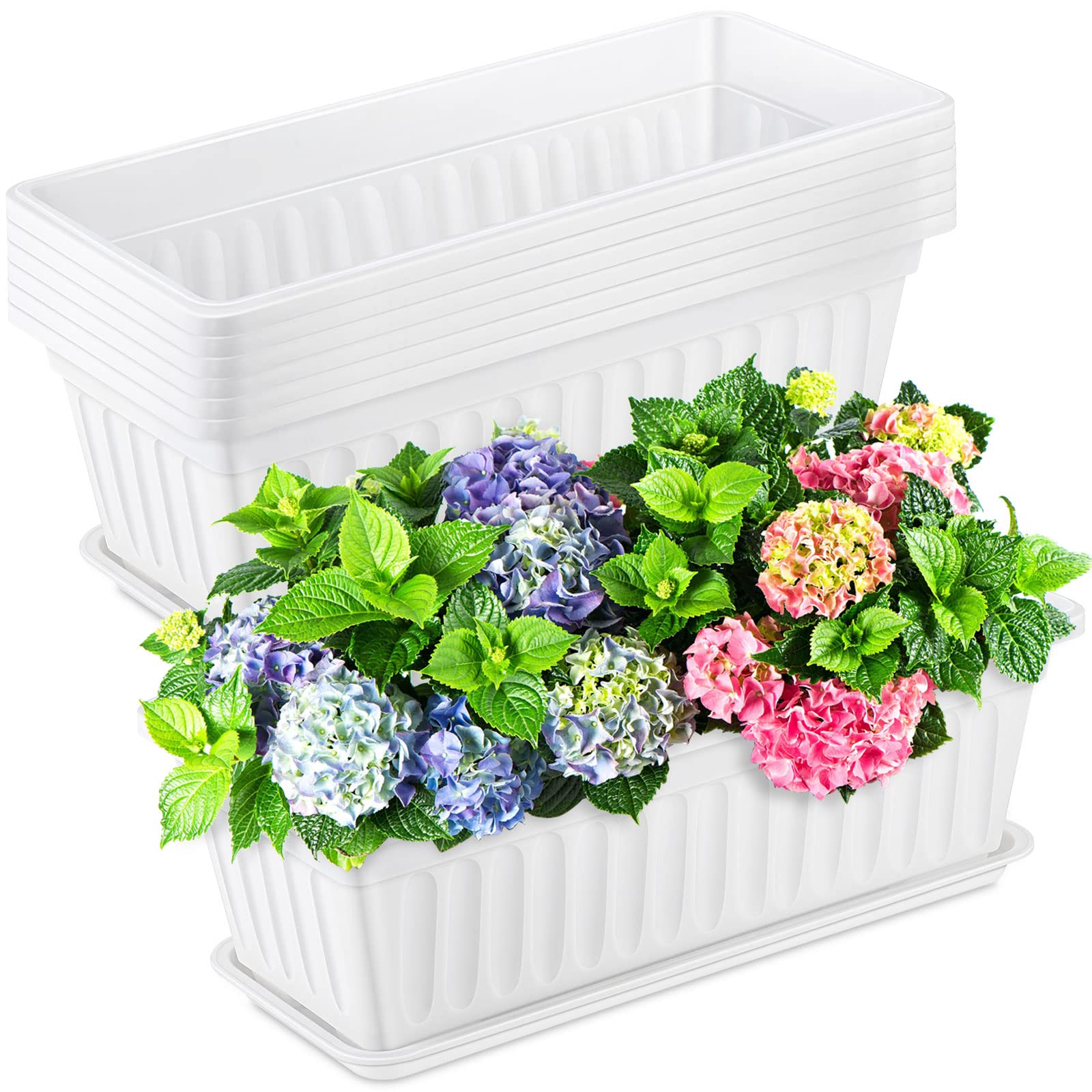 18 Pack Window Planter Box 17 Inches White Planter Boxes Plastic ...