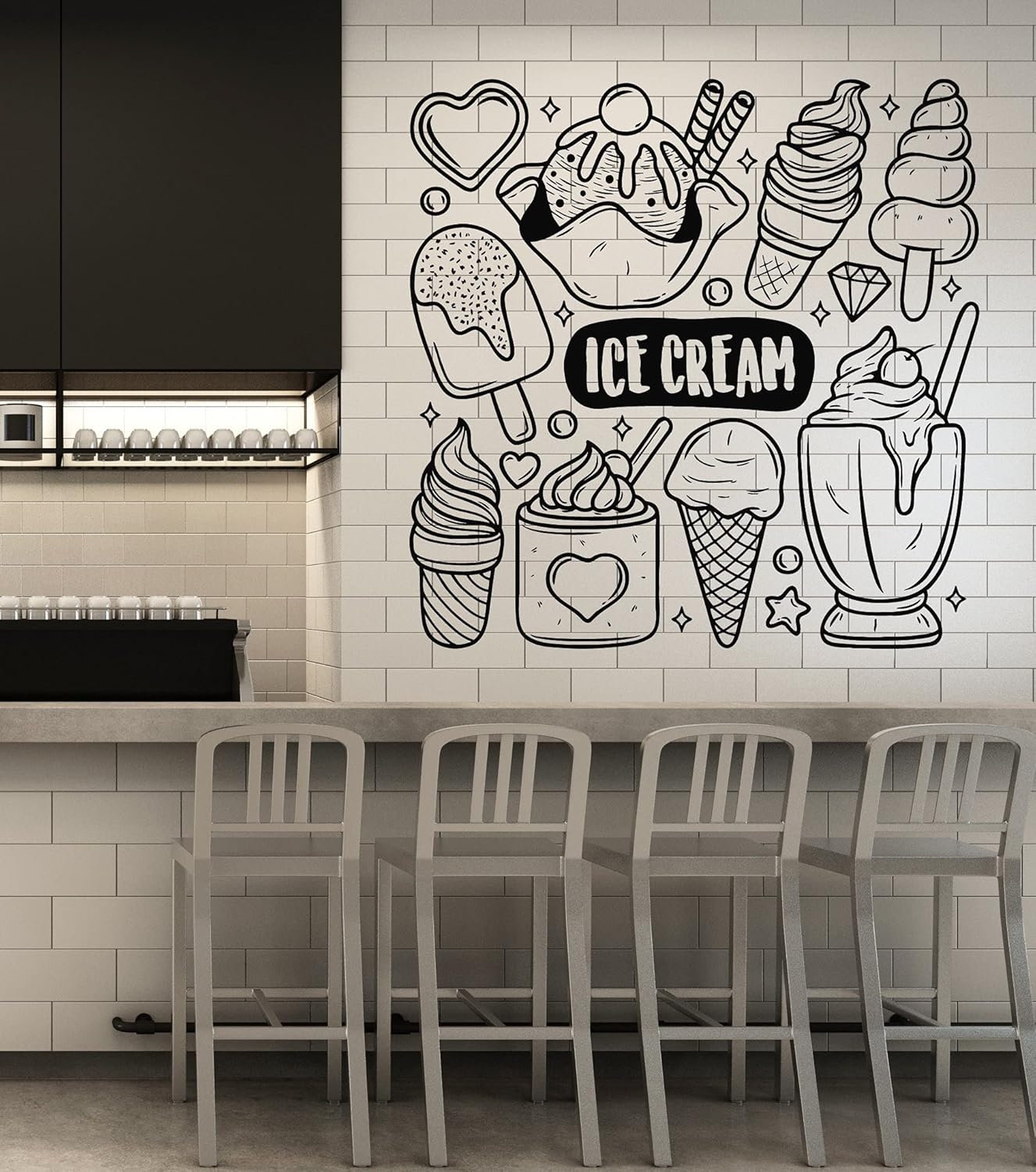 Amazon.com: Vinyl Wall Decal Ice Cream Cake Sweet Kitchen Cafe Candy ...