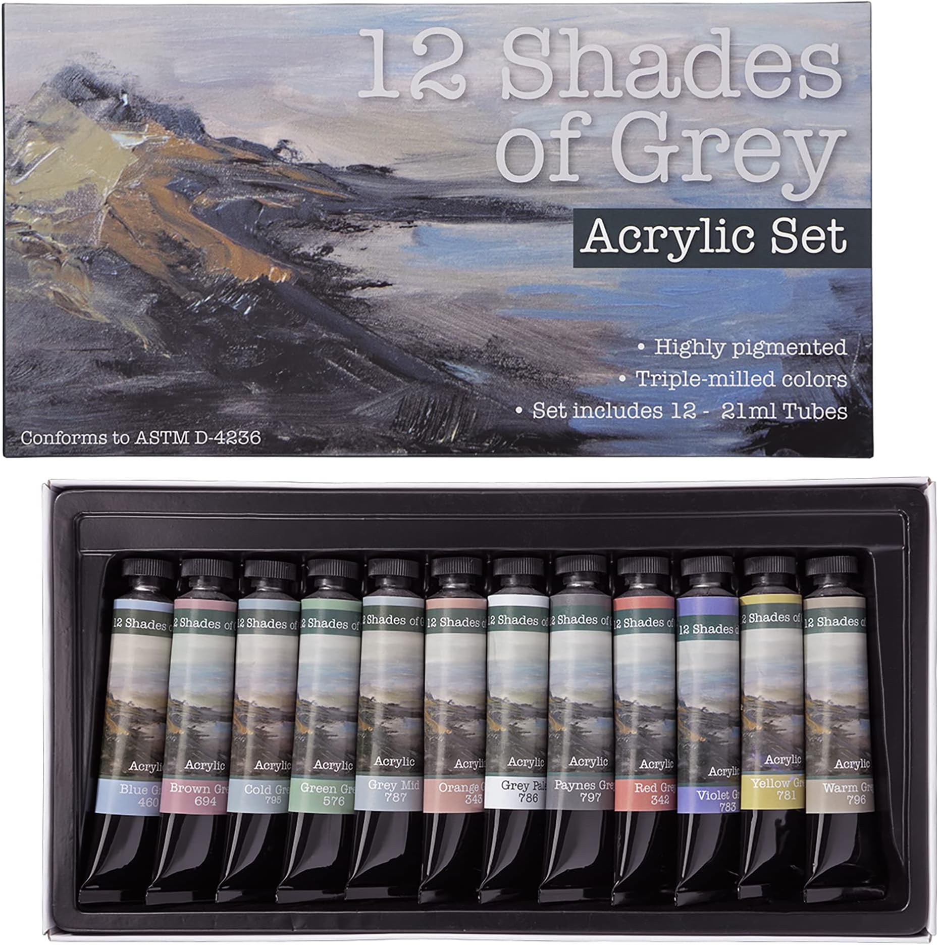 Amazon.com: 12 Shades of Grey Acrylic Paint Colors - Highly Pigmented ...