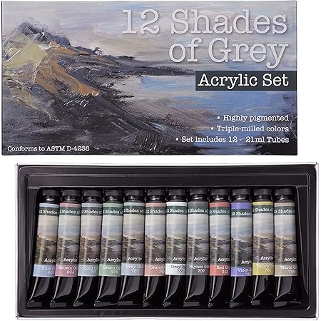 Amazon.com: 12 Shades of Grey Acrylic Paint Colors - Highly Pigmented ...