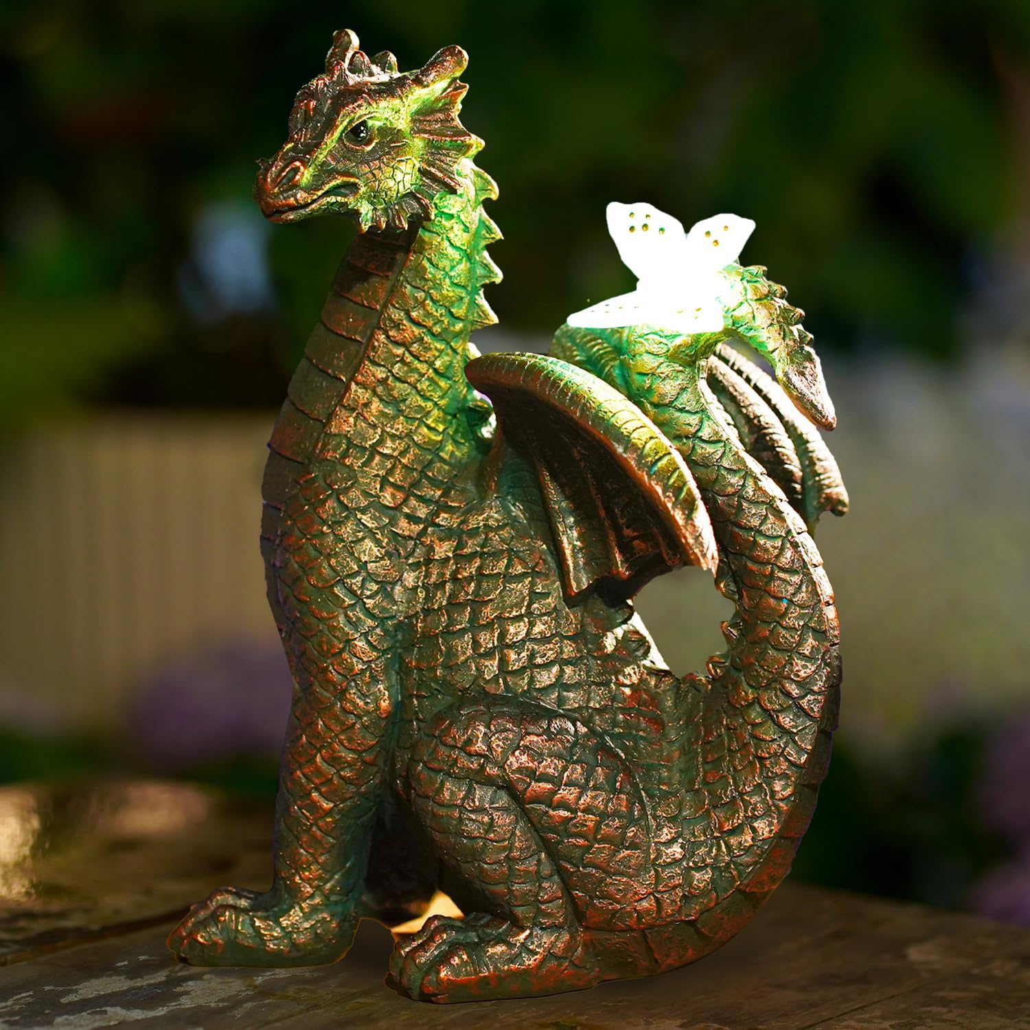 Amazon.com : Wind & Weather Dragon Garden Sculpture with Solar Globe ...