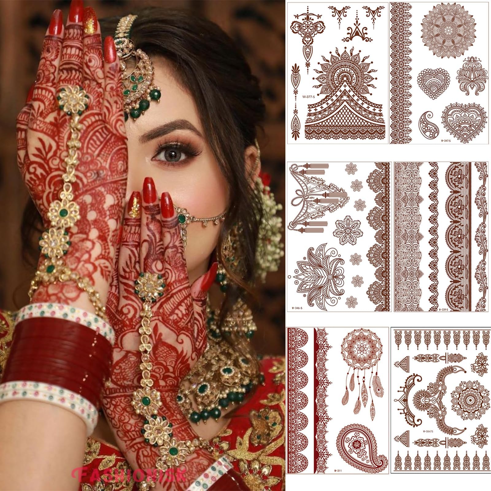 Amazon.com : 10 Pcs Henna Tattoo Kit Temporary Tattoo Adul Stickers ...