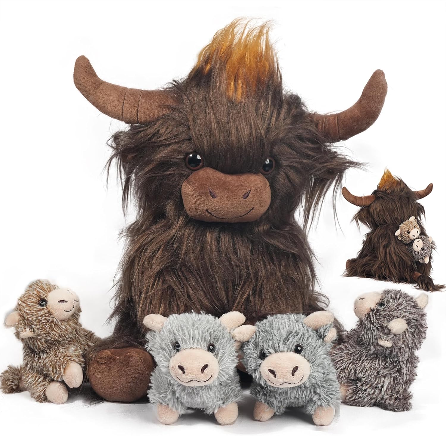 Amazon.com: XYHQYB 5 in 1 Highland Cow Stuffed Animal Toy, 14" Scottish ...