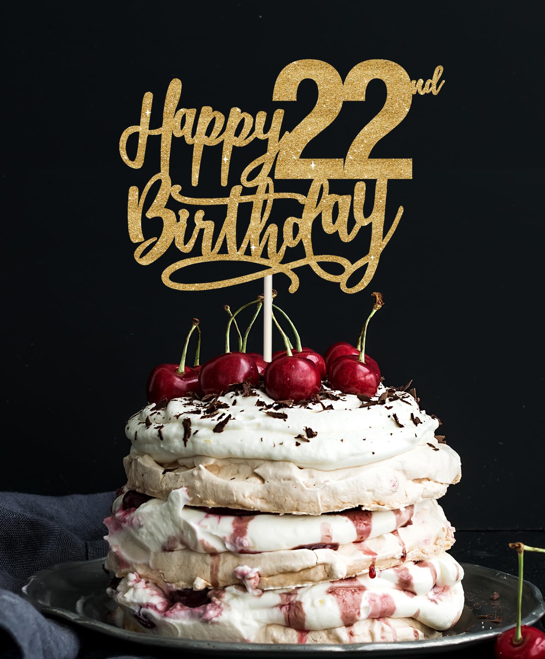 Snapklik.com : 22 Birthday Cake Toppers-Gold Glitter, Happy 22nd Cake ...