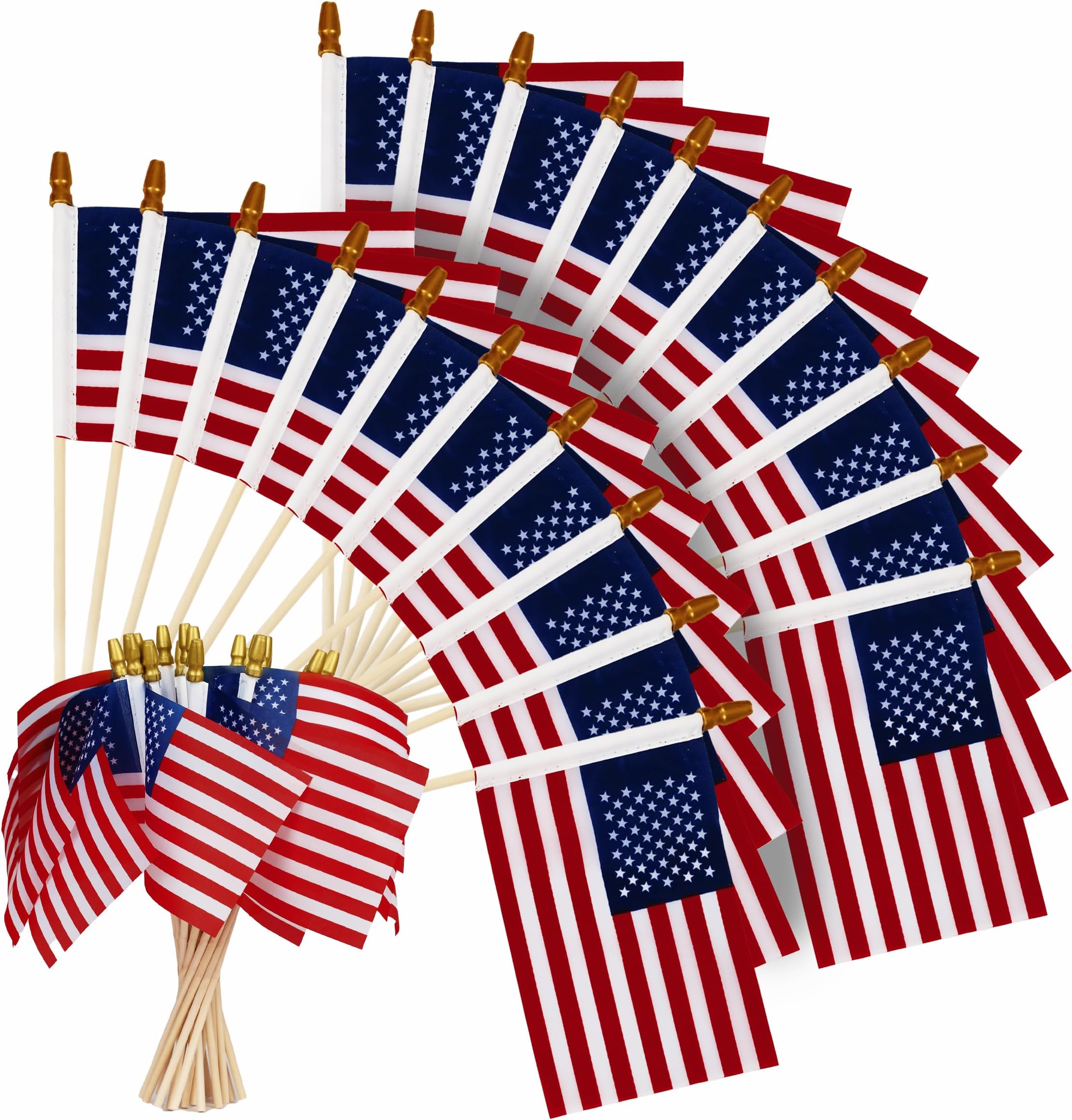 Amazon.com: Small US American Handheld Flags, 4x6 Inch Golden Spear Tip ...