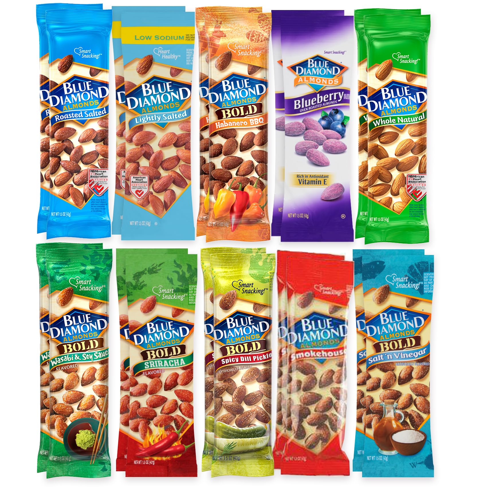 Amazon.com : Almond Variety Packs, 10 Flavors (2 Bags Each), 1.5 Ounce ...