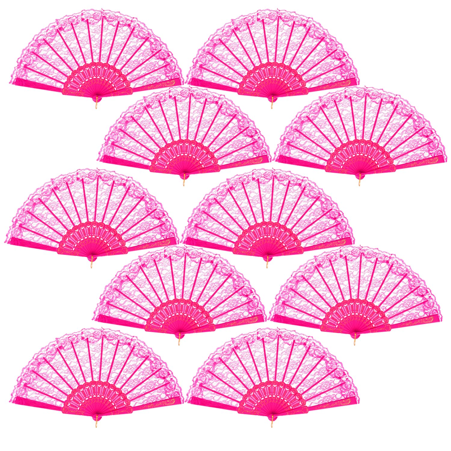 Amazon.com: QIRMIZI 10 Pack Lace Handheld Folding Fan - Elegant Silk ...