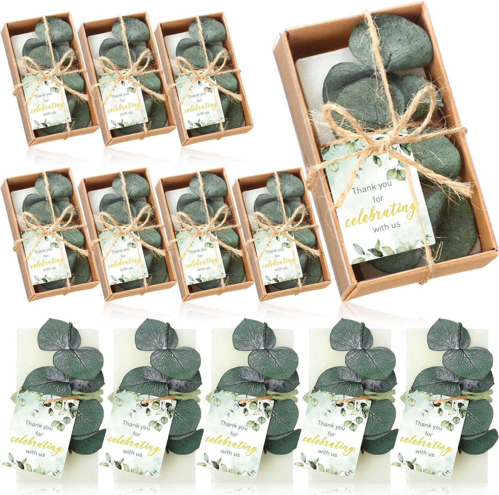 Amazon.com: Dansib 24 Sets Mini Eucalyptus Handmade Soaps Wedding Soap ...