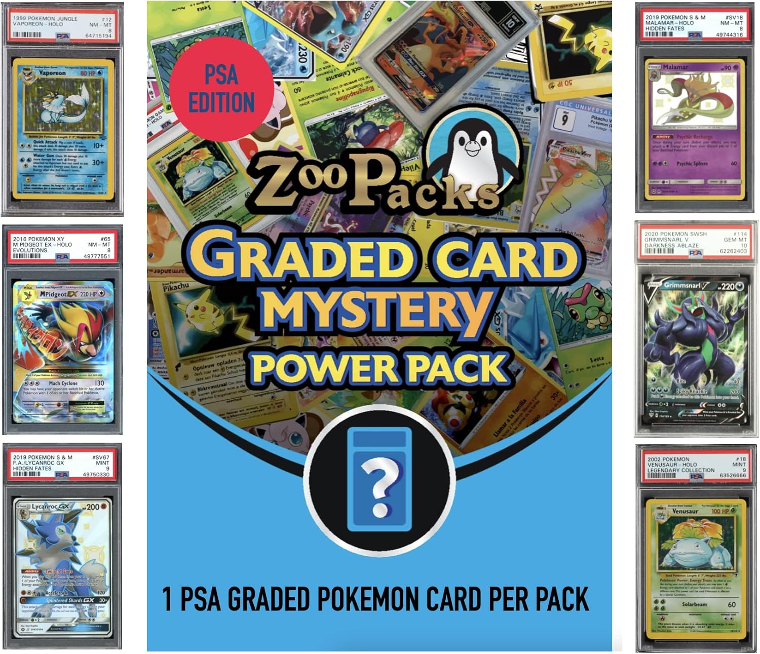 Zoo Packs PSA Graded TCG Mystery Power Pack - 1 PSA Graded Card and 1 ...