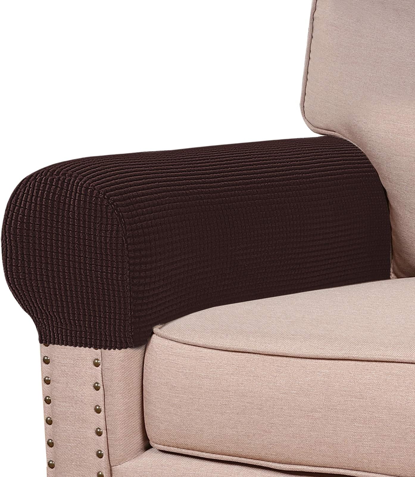Amazon.com: Stretch Sofa Armrest Covers Spandex Jacquard Arm Covers for ...